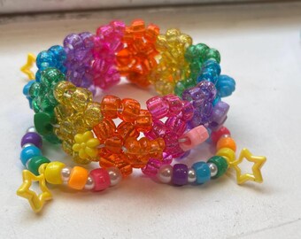 Rainbow Star Kandi Cuff Bracelet - Etsy