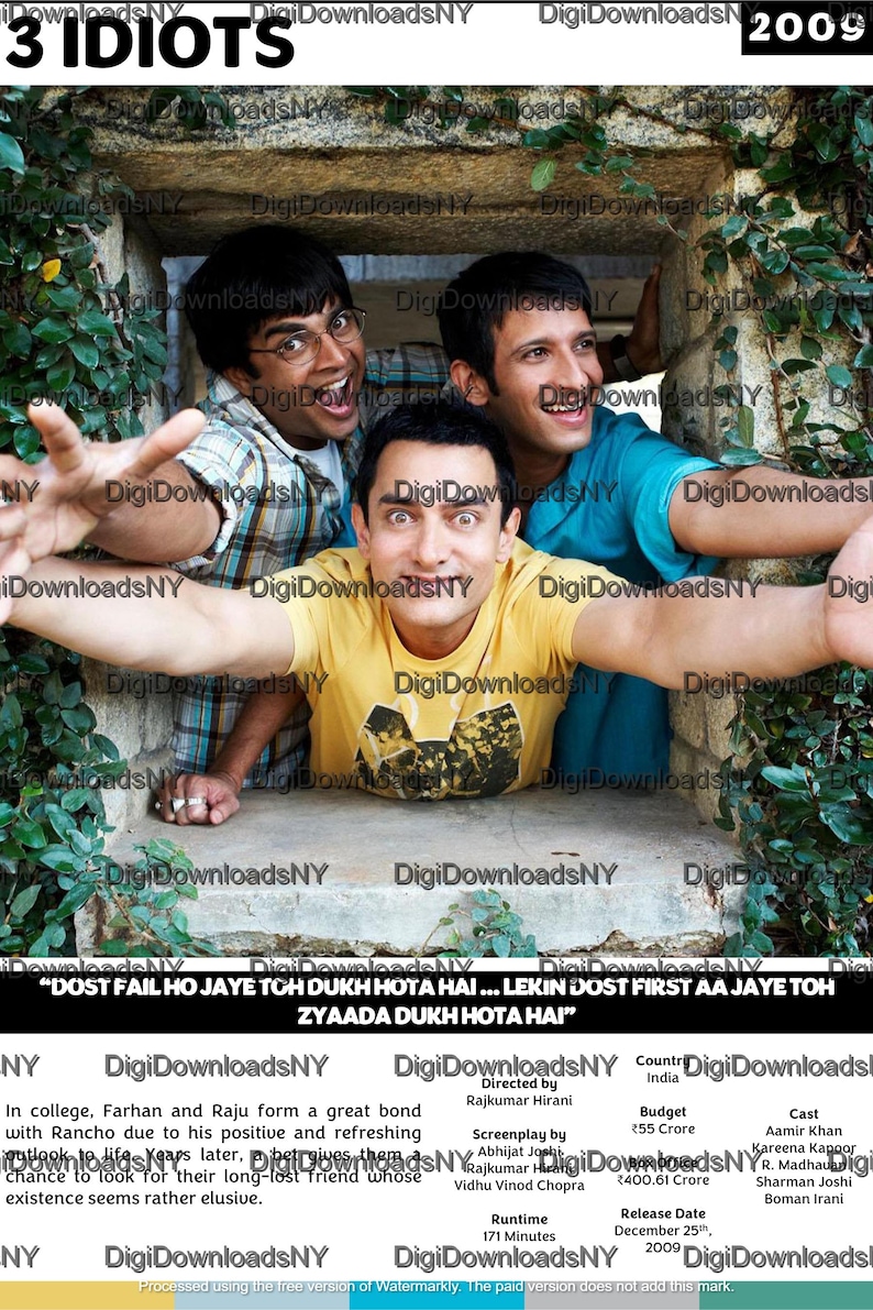 3 Idiots (2009) Movie Poster - Etsy