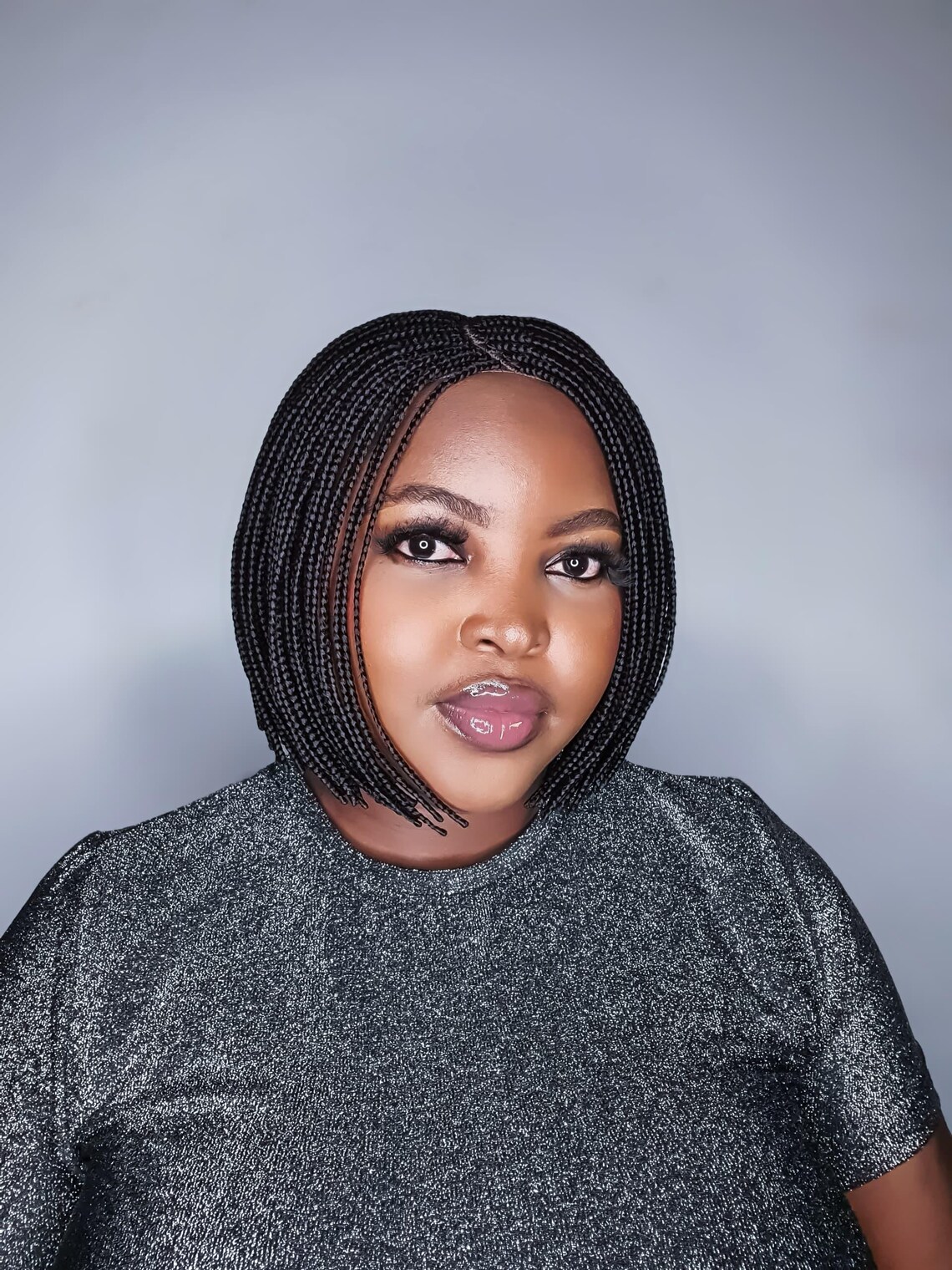 Short Box Braid Bob Wig, Lace Closure Braided Wig Color 2 - Etsy