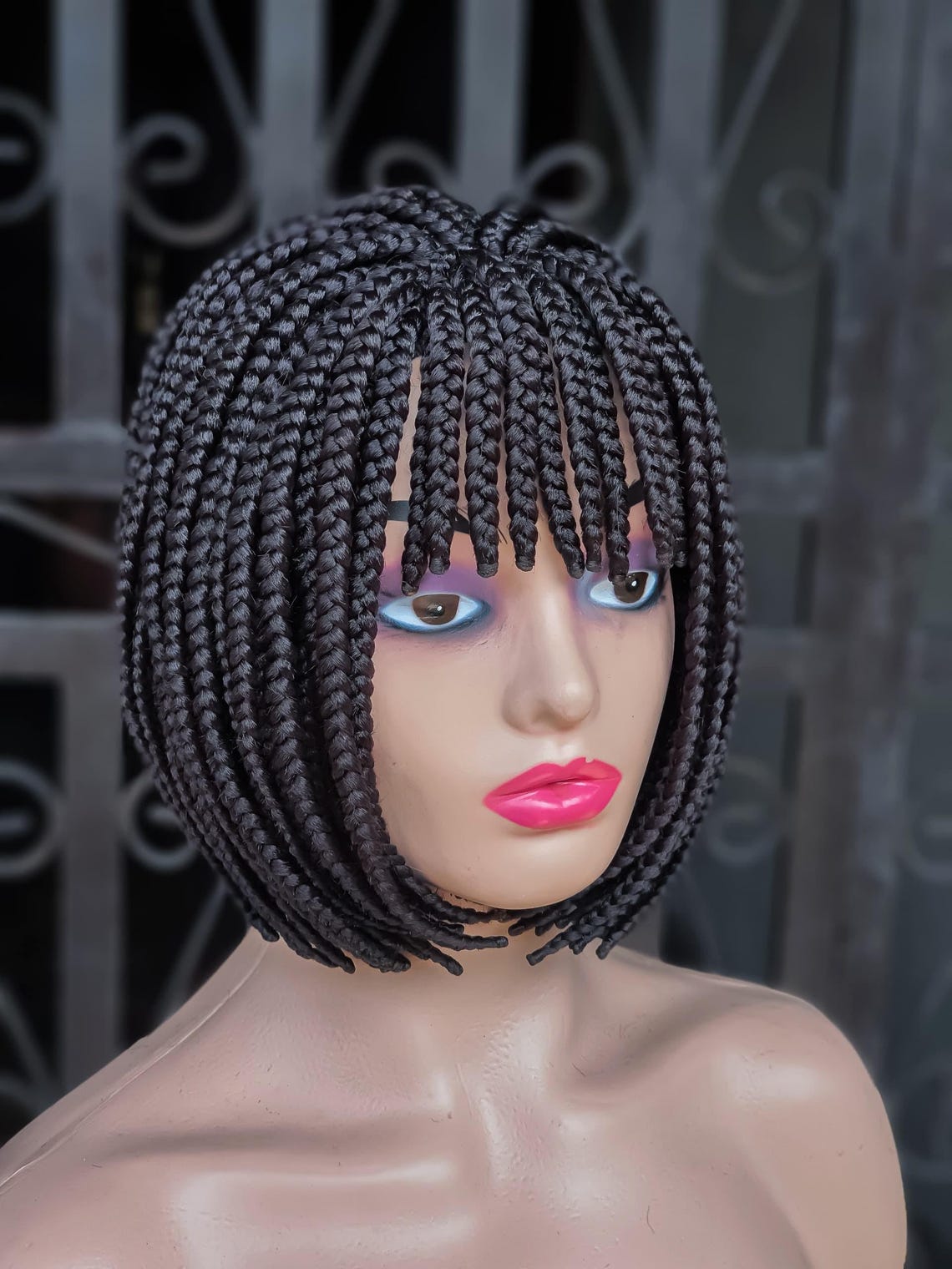 Bob Braid Wig With Bangs, Short Braided Hair, Black Women Wig - Etsy