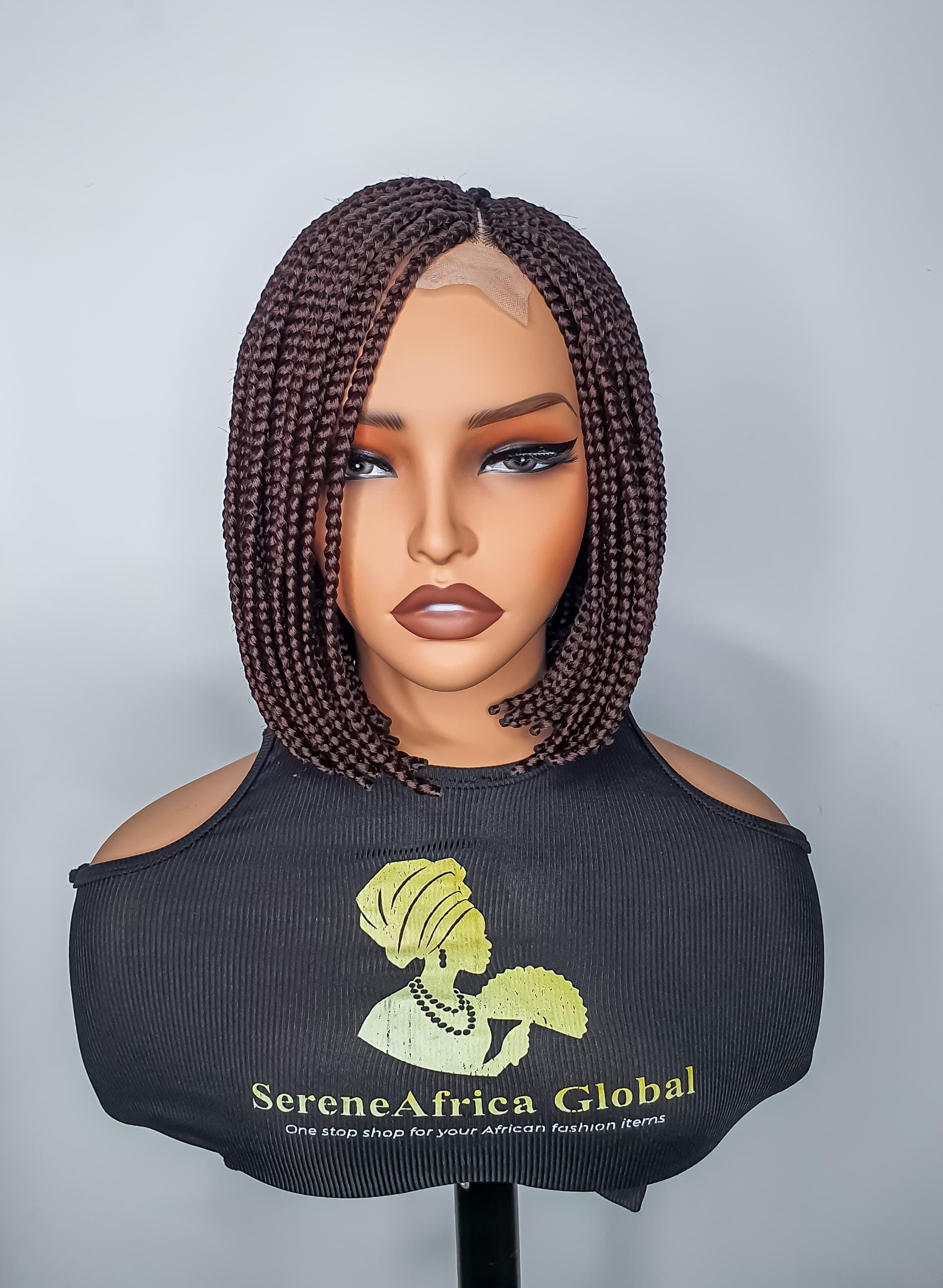 Short Bob Braid Wig Ready to Ship, Glueless Box Braided Wig for Black ...