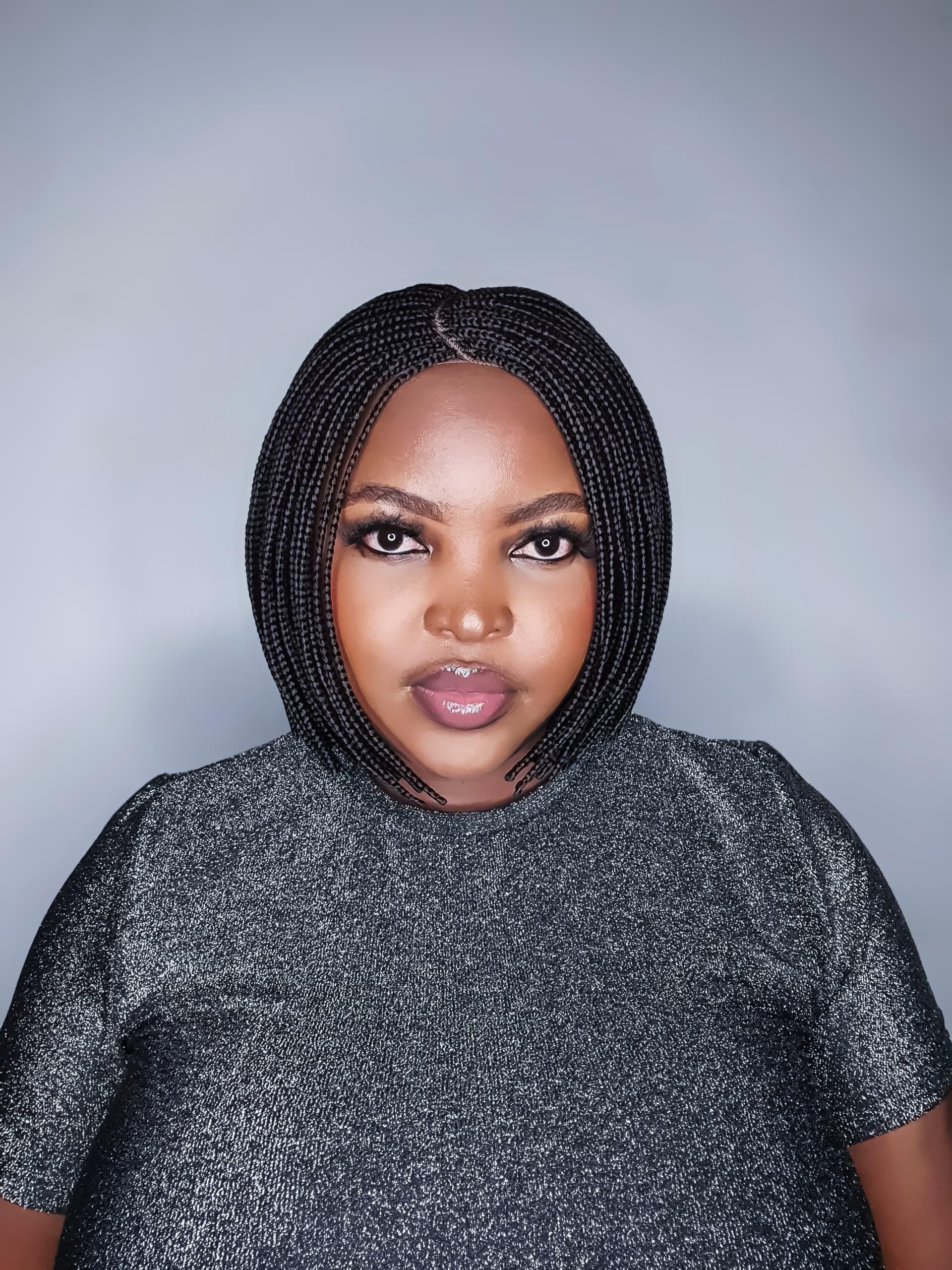 Short Box Braid Bob Wig, Lace Closure Braided Wig Color 2 - Etsy