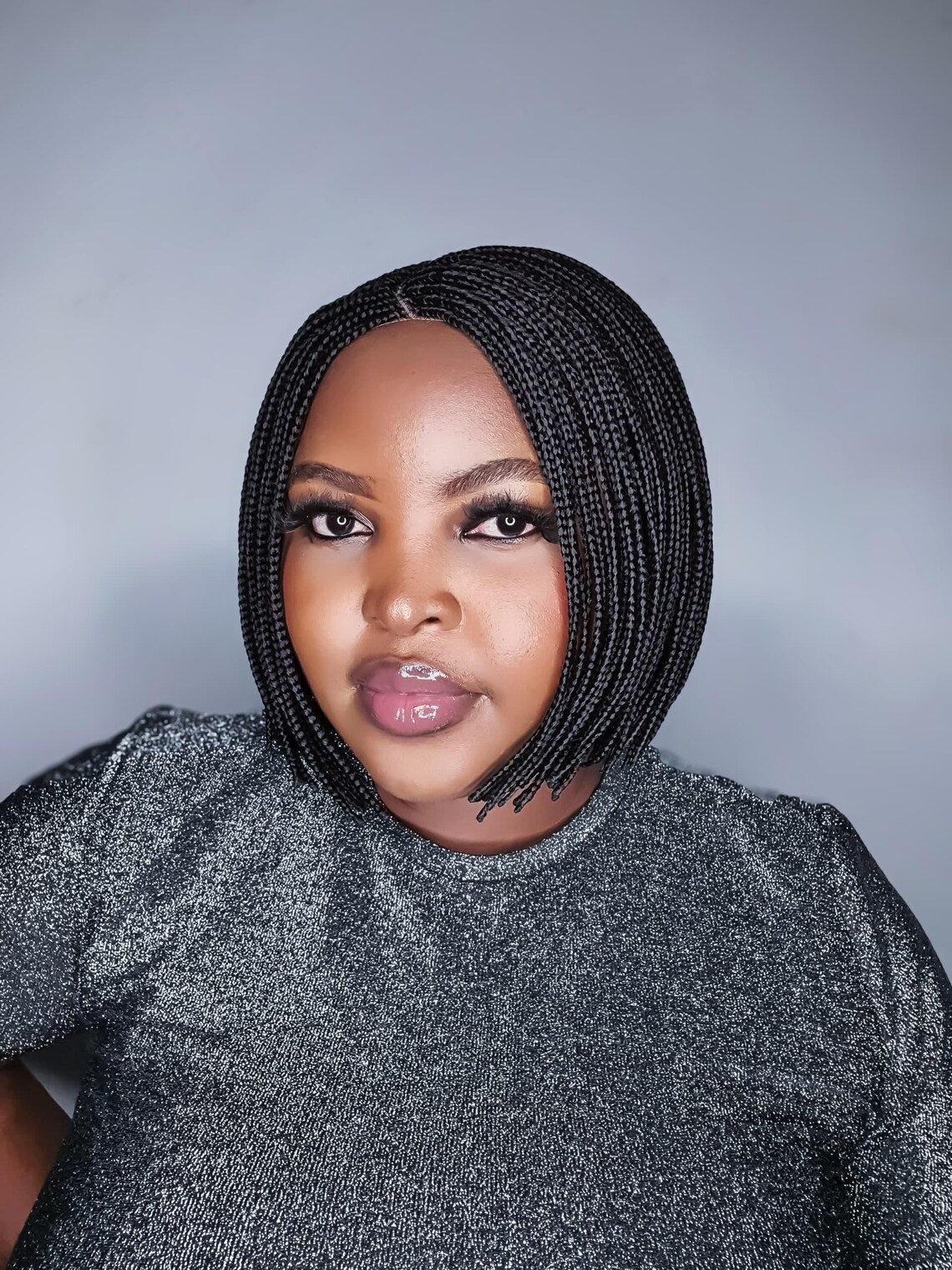 Short Box Braid Bob Wig, Lace Closure Braided Wig Color 2 - Etsy