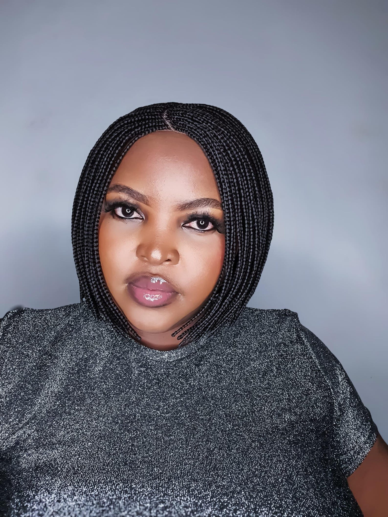 Short Box Braid Bob Wig, Lace Closure Braided Wig Color 2 - Etsy
