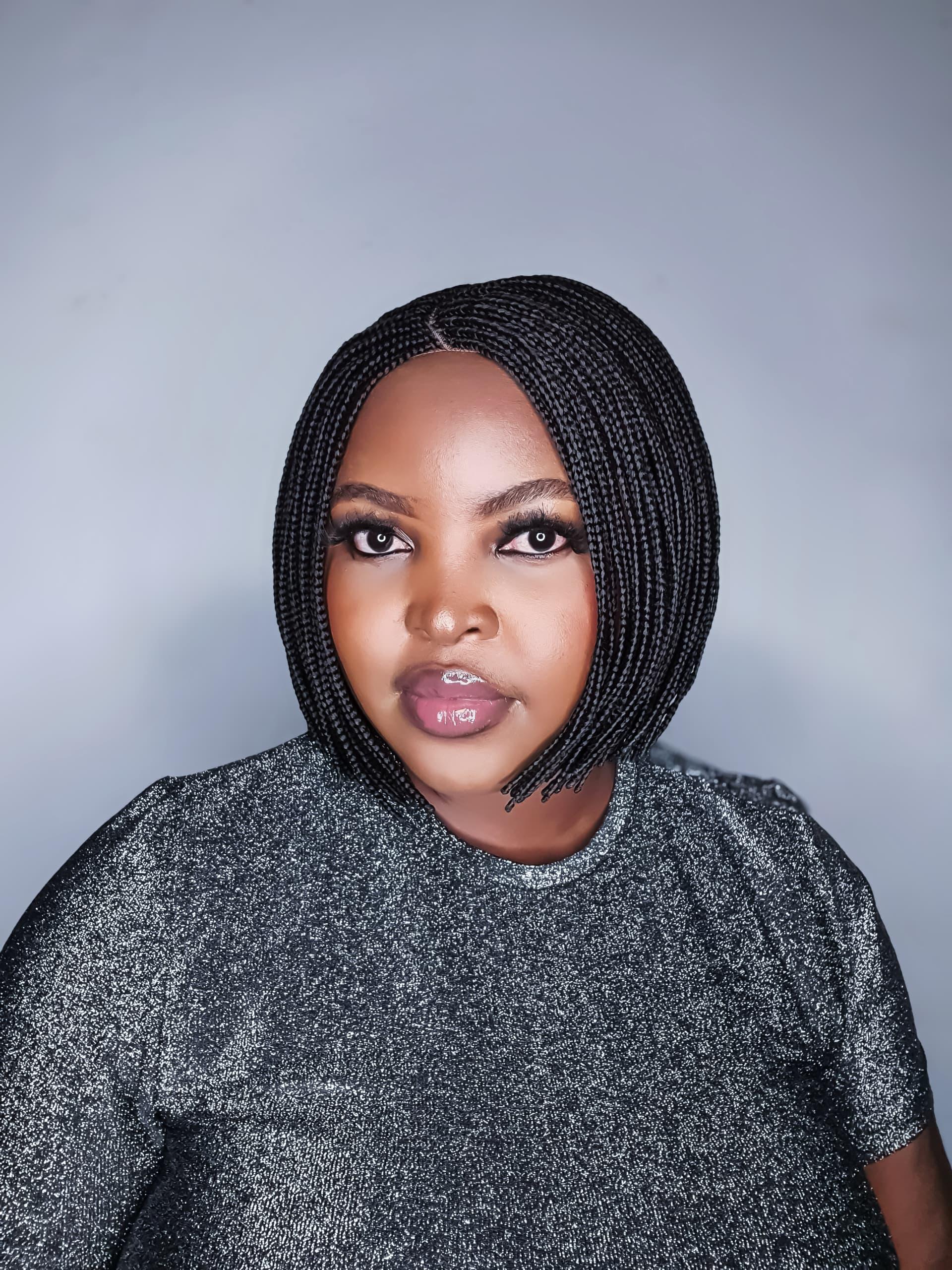 Short Box Braid Bob Wig, Lace Closure Braided Wig Color 2 - Etsy