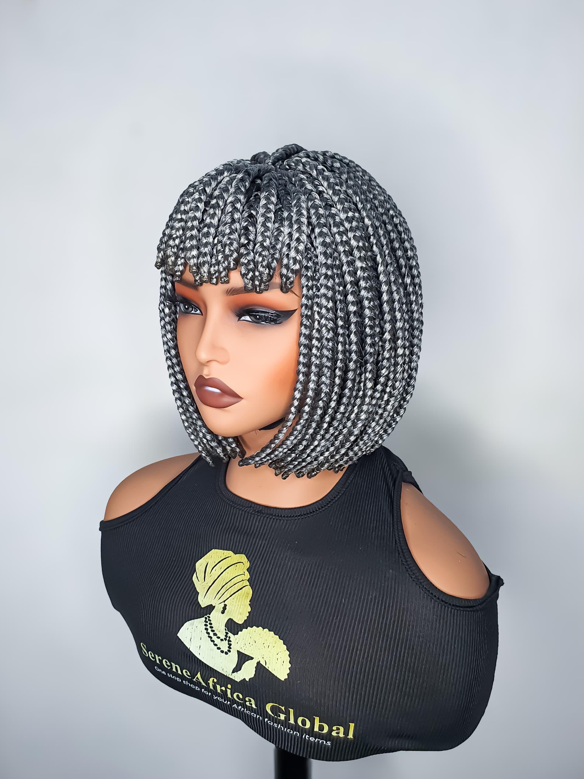 Bob Braid Wig With Bangs, Short Braided Hair, Black Women Wig - Etsy