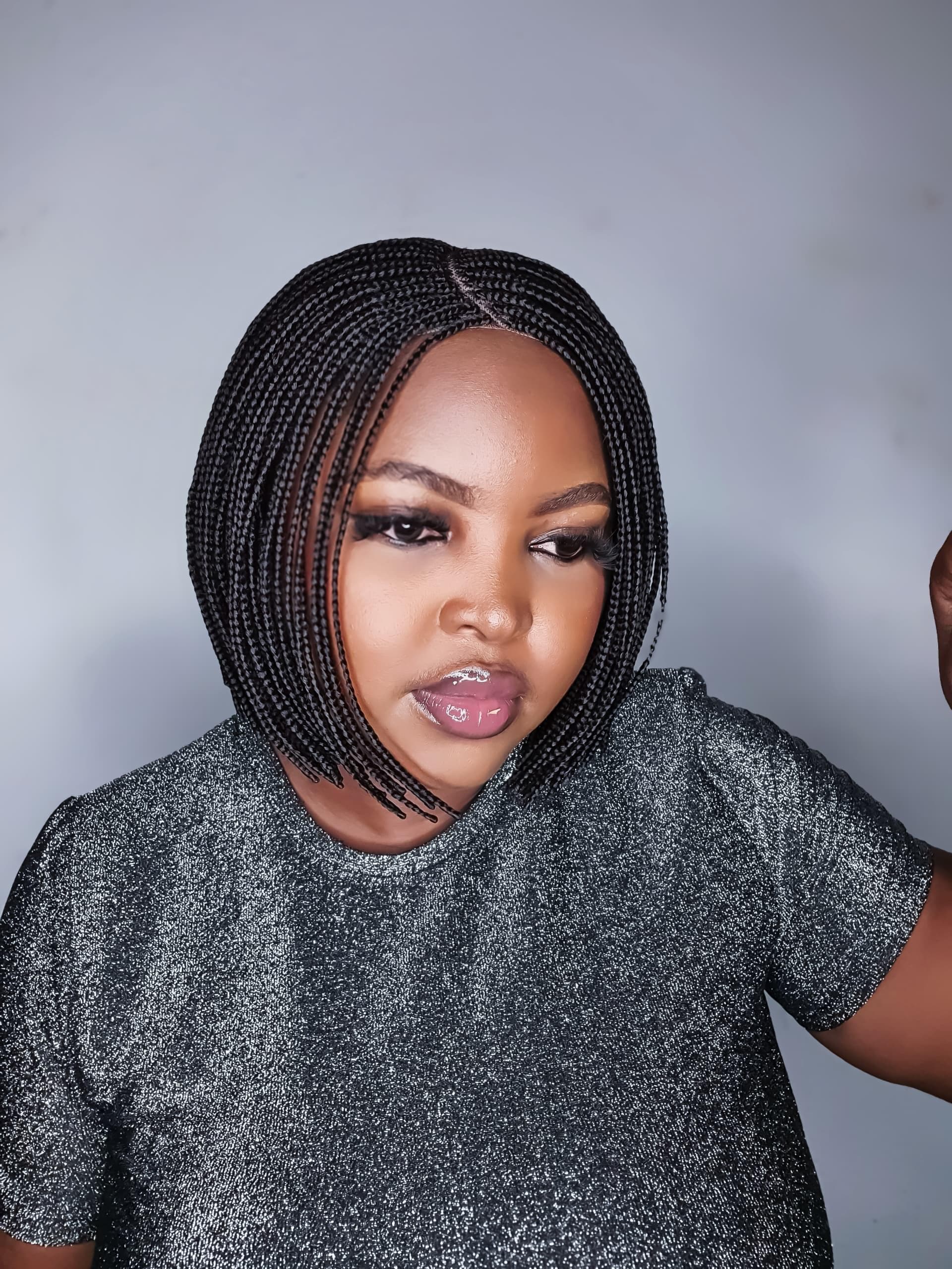 Short Box Braid Bob Wig, Lace Closure Braided Wig Color 2 - Etsy