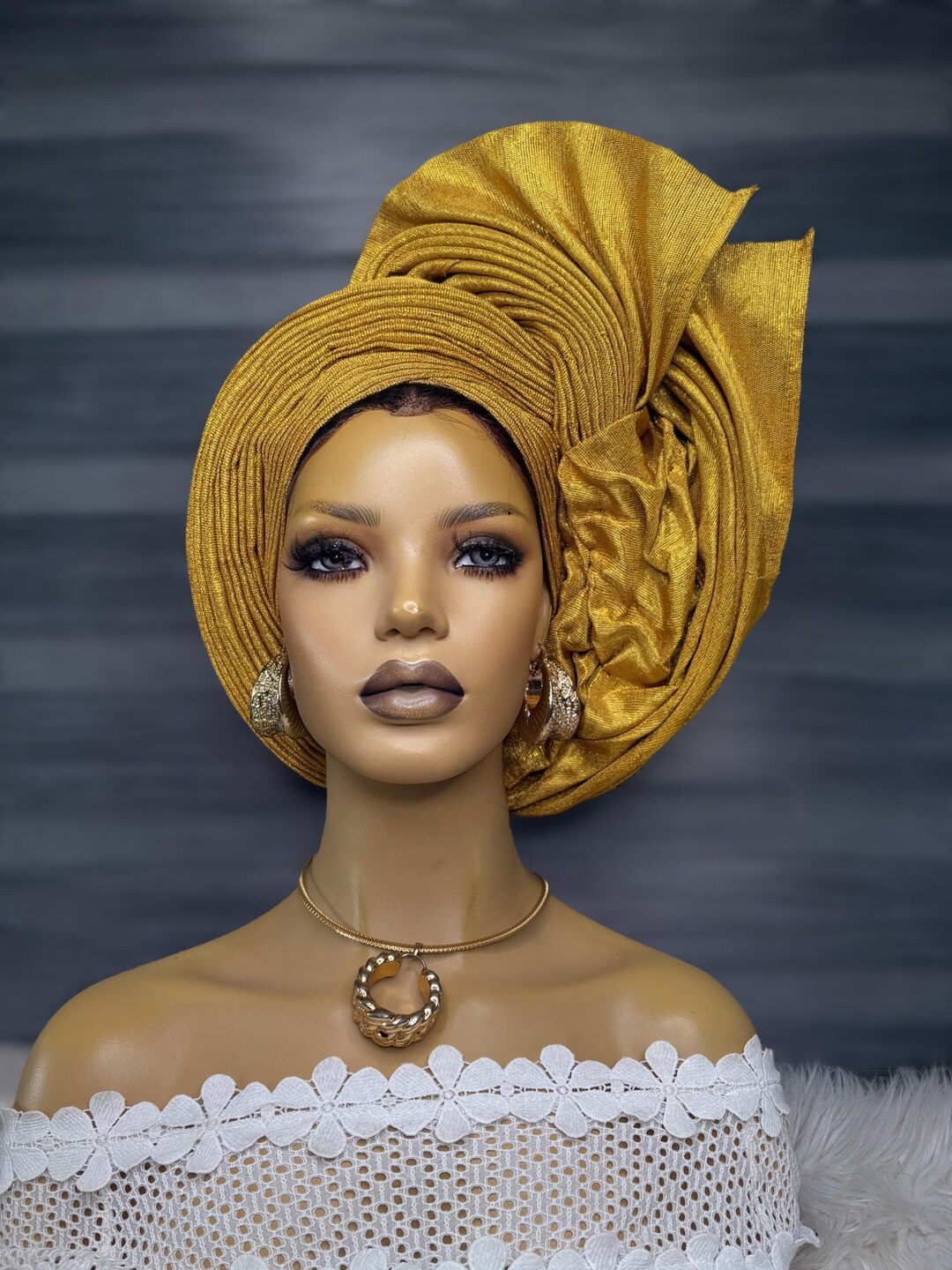 Gold Asooke Autogele | Ready-to-wear African Headwrap - Etsy