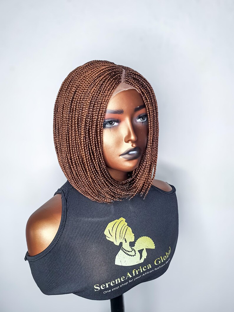 Bob Braid Wig, Short Braided Wig, Brown Lace Closure Wig - Etsy