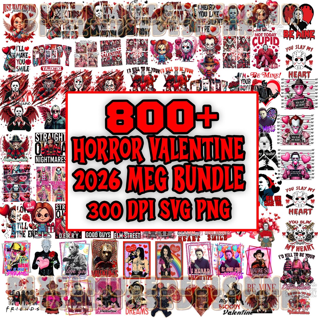800+ Horror Valentine Png Bundle: Xoxo Heart, Coquette Bow (digital ...