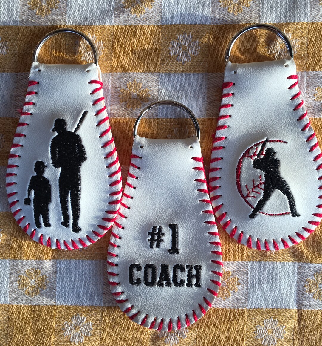Personalized Custom Embroidered Baseball Key Chain for Dad, Grandfather ...