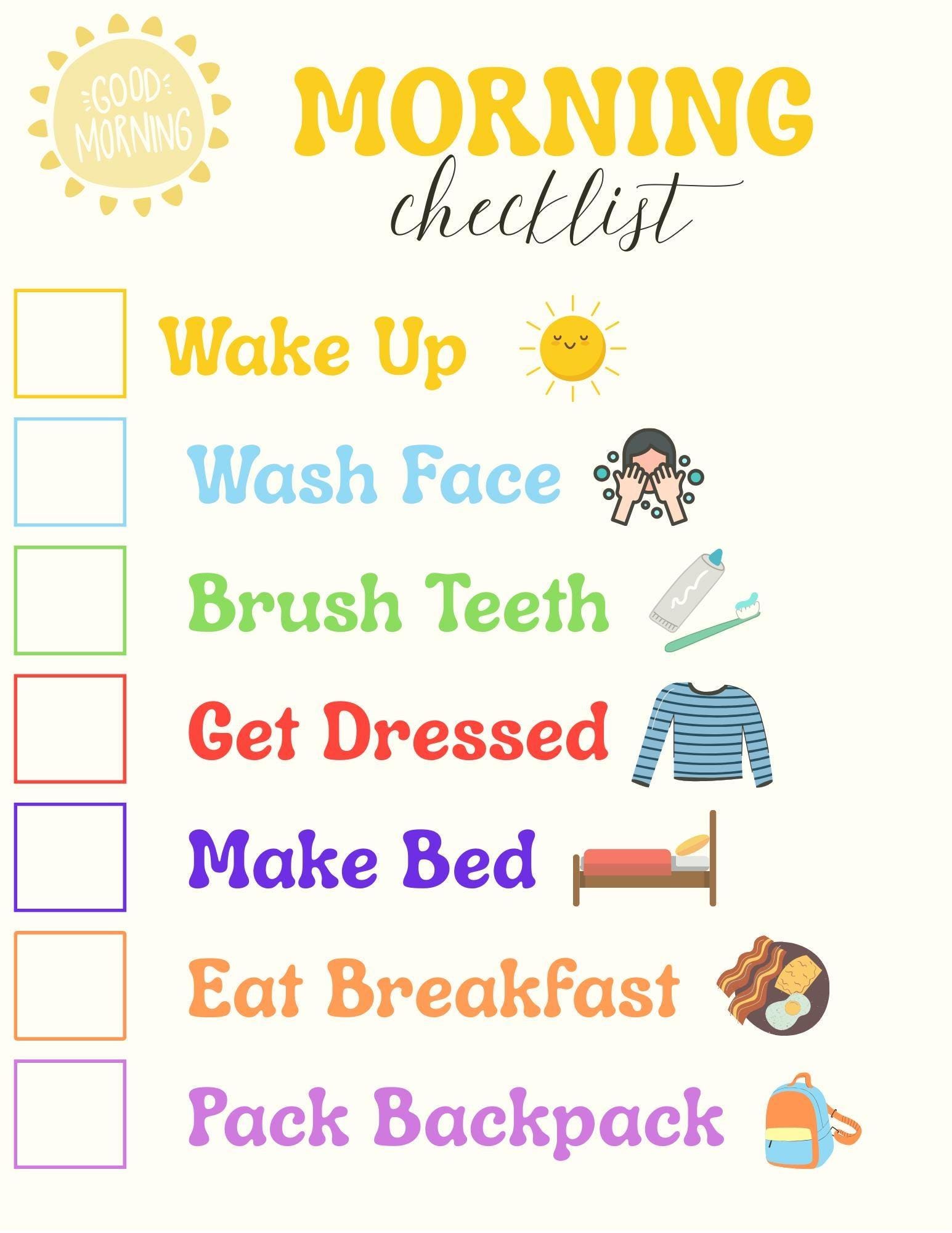 Kids Morning & Bedtime Routine Checklist – Printable Daily Visual ...