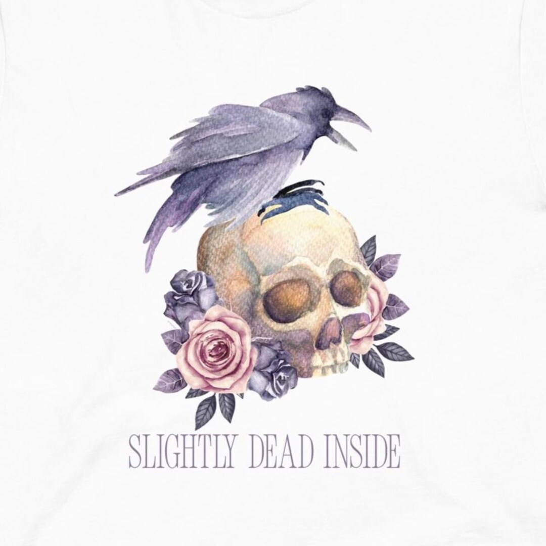 Slightly Dead Inside Shirt, Pale Raven & Skull With Pastel Flowers - Etsy