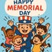 Happy Memorial Day Cartoon – Cute Patriotic Kids Digital Art Print ...