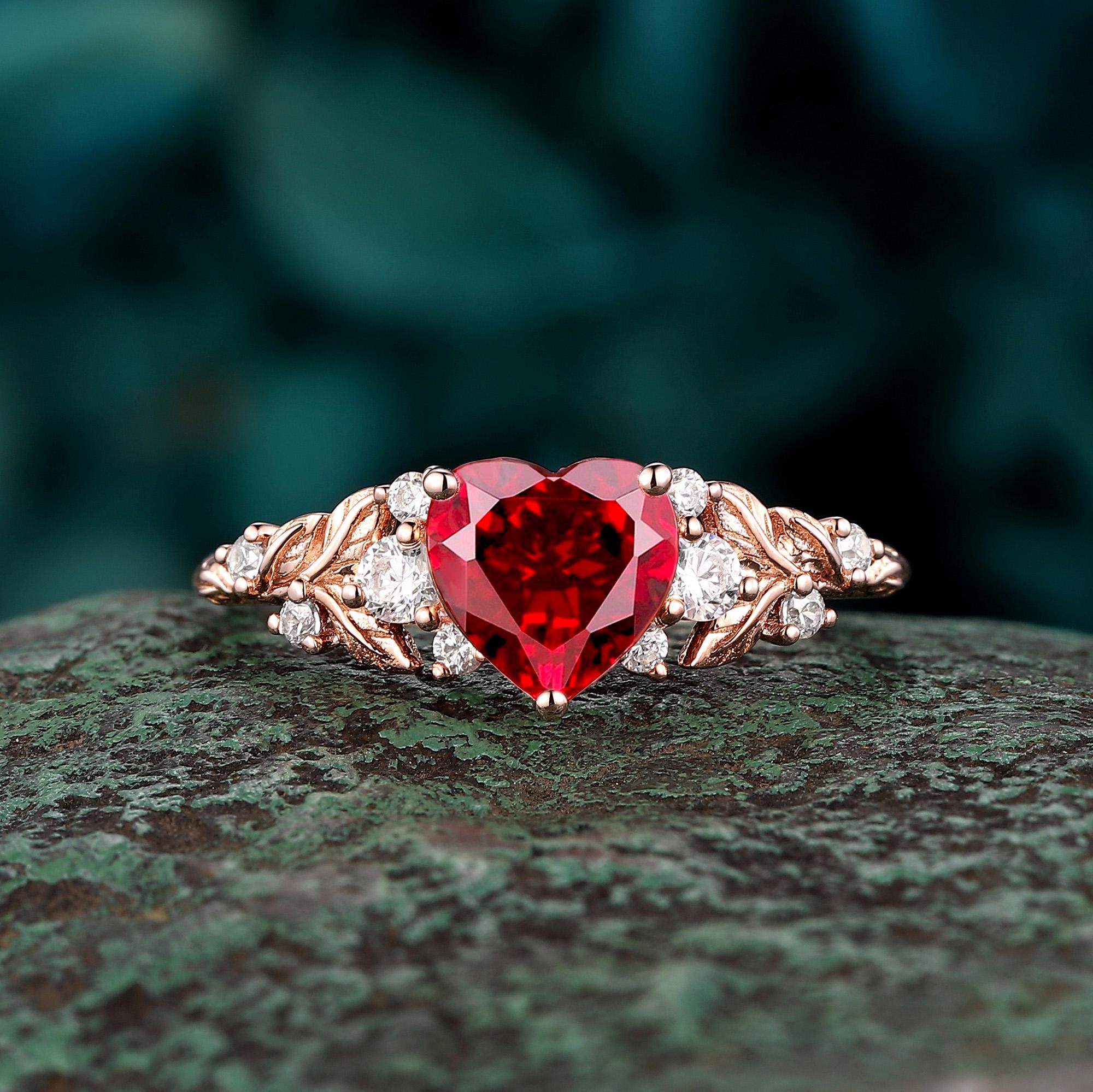 10K Gold Promise Ring 1 Carat Heart Shaped Gemstone Engagement Ring Set ...