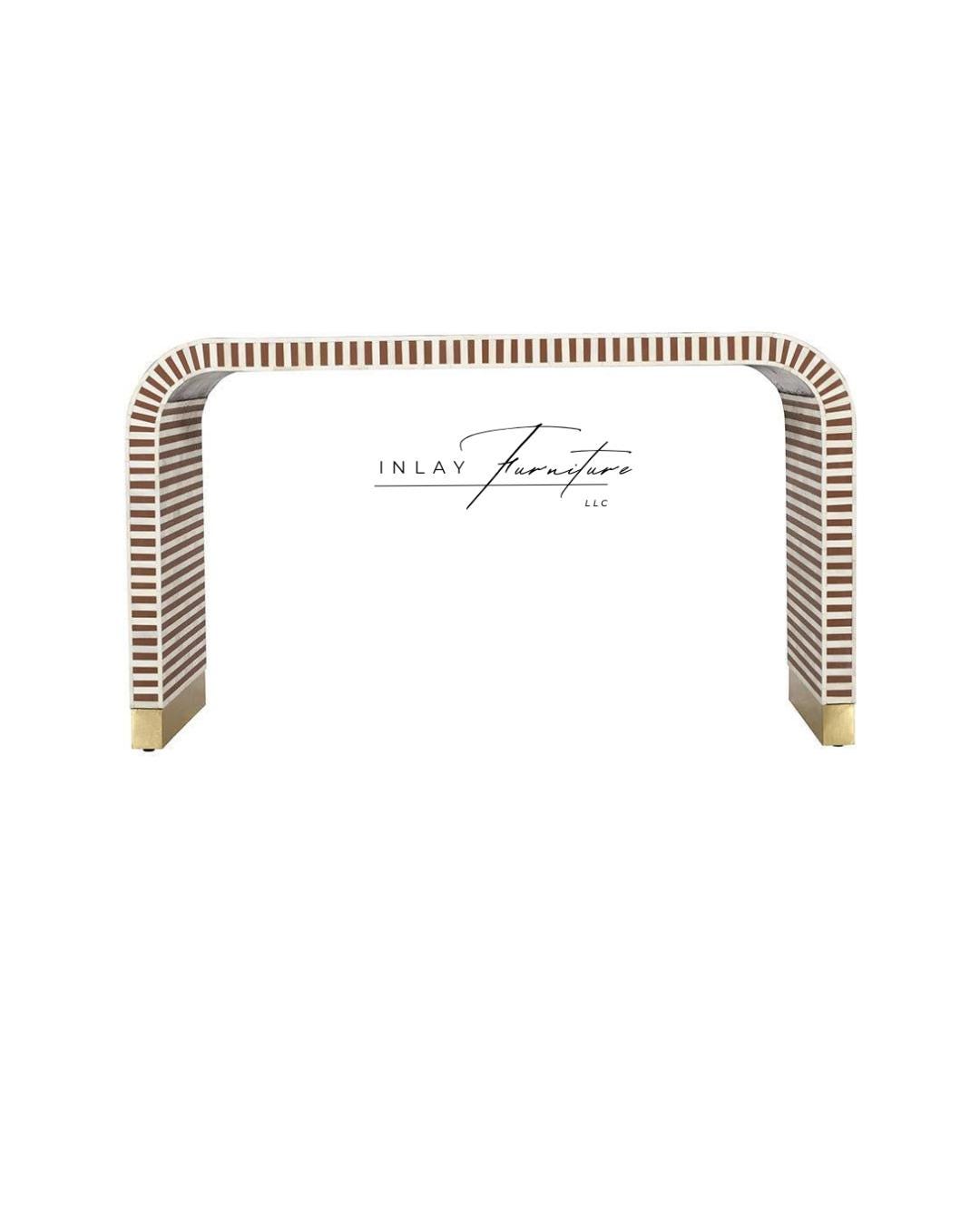Bone Inlay Waterfall Console Table in Chocolate / Bone Inlay Console - Etsy