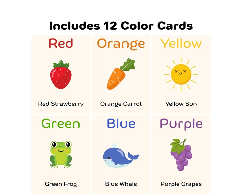 Printable Color Flashcards for Kids | 12 Color Word Cards for Toddlers ...