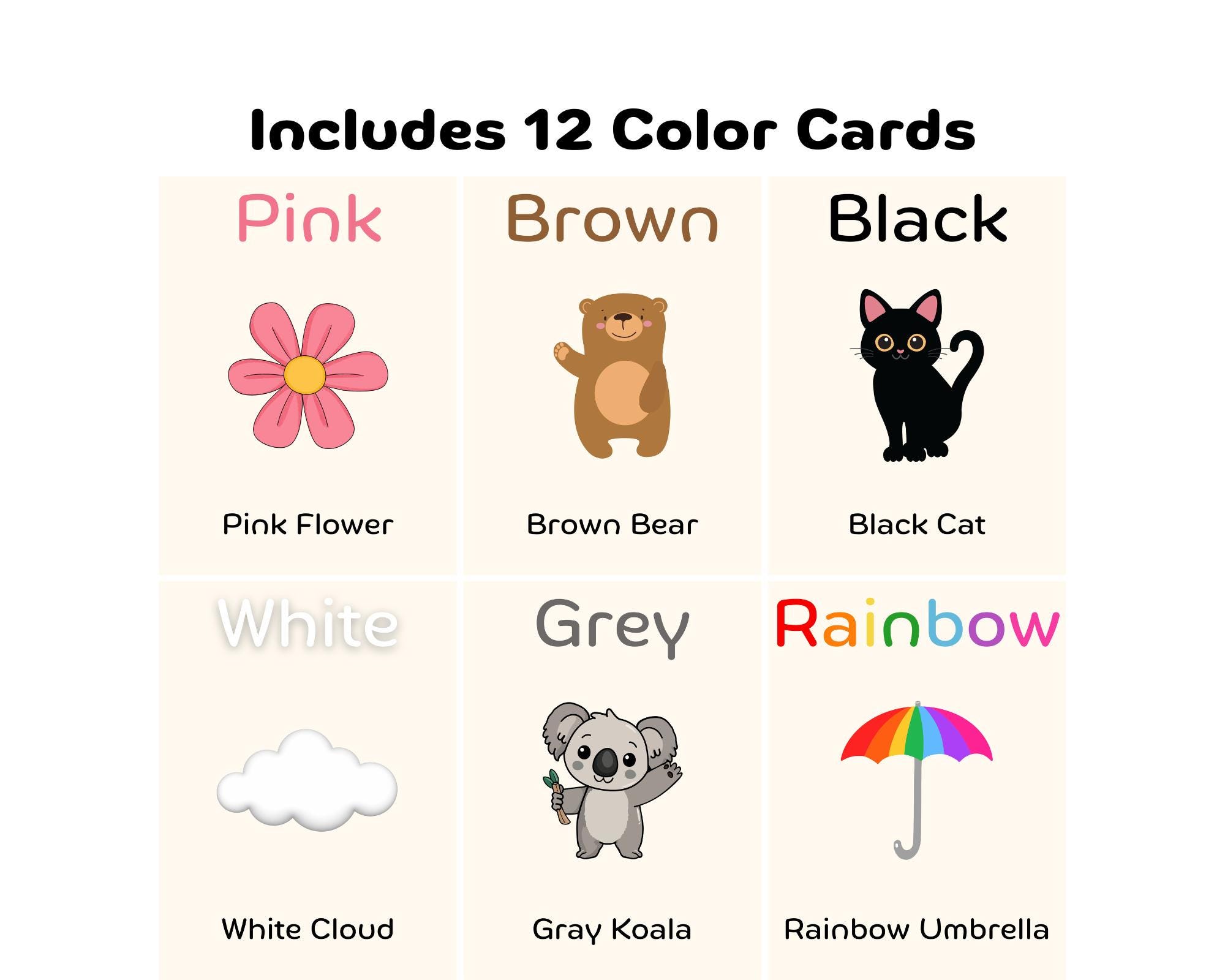 Printable Color Flashcards for Kids | 12 Color Word Cards for Toddlers ...