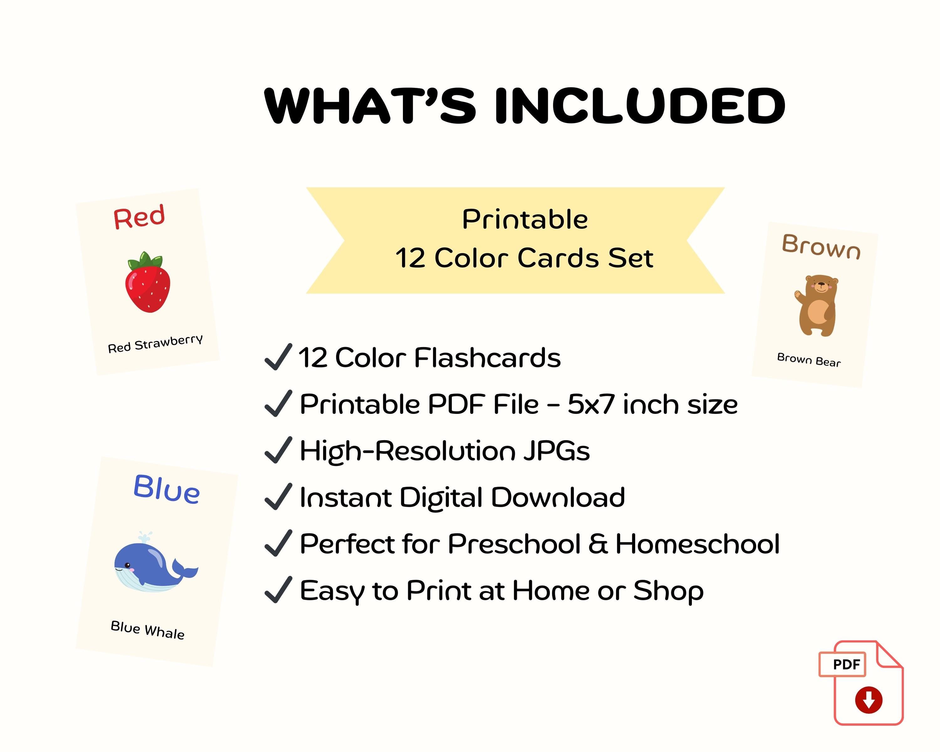Printable Color Flashcards for Kids | 12 Color Word Cards for Toddlers ...
