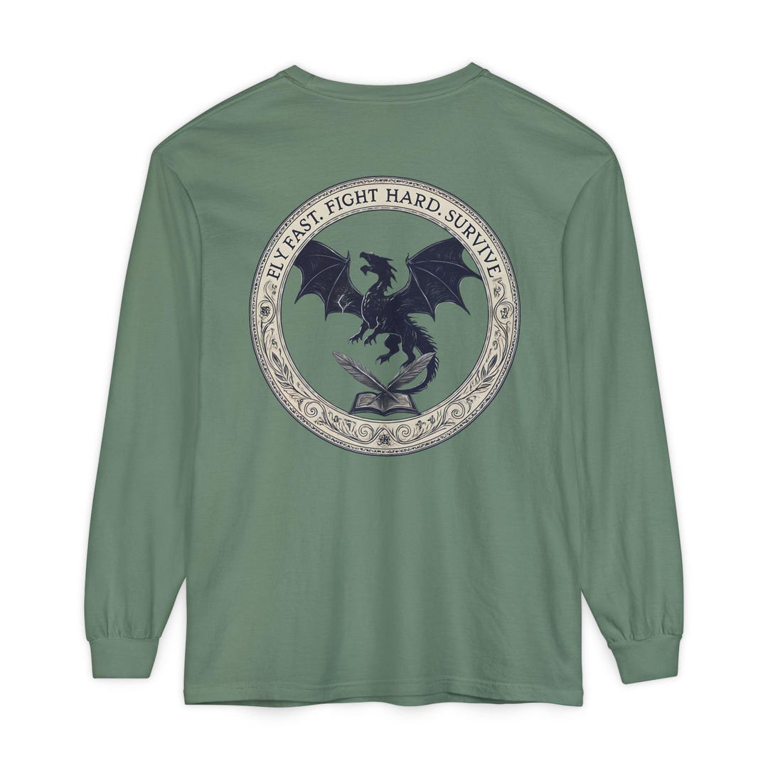 Dragon Crest Emblem Long Sleeve Shirt | Fight Hard, Survive - Etsy