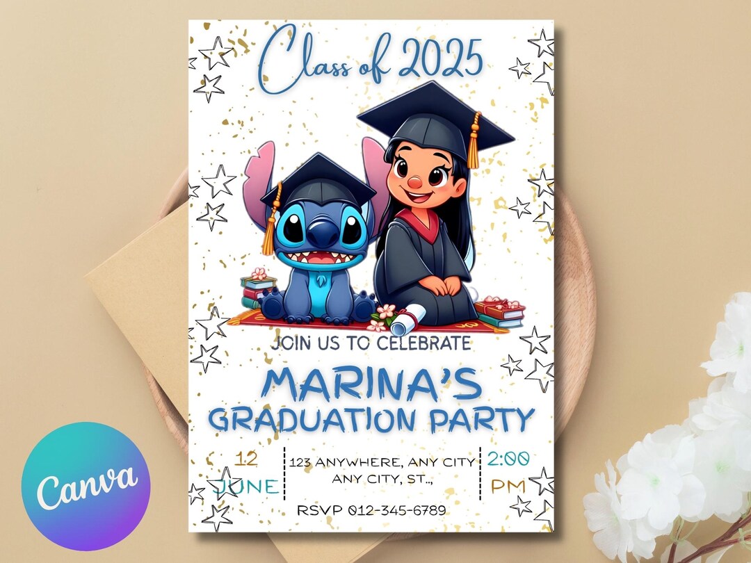 Lilo & Stitch Graduation Invitation |kids School Kindergarten ...