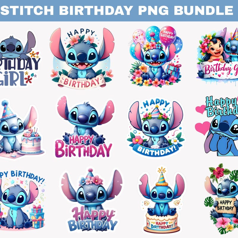 Stitch Happy Birthday Png - Etsy