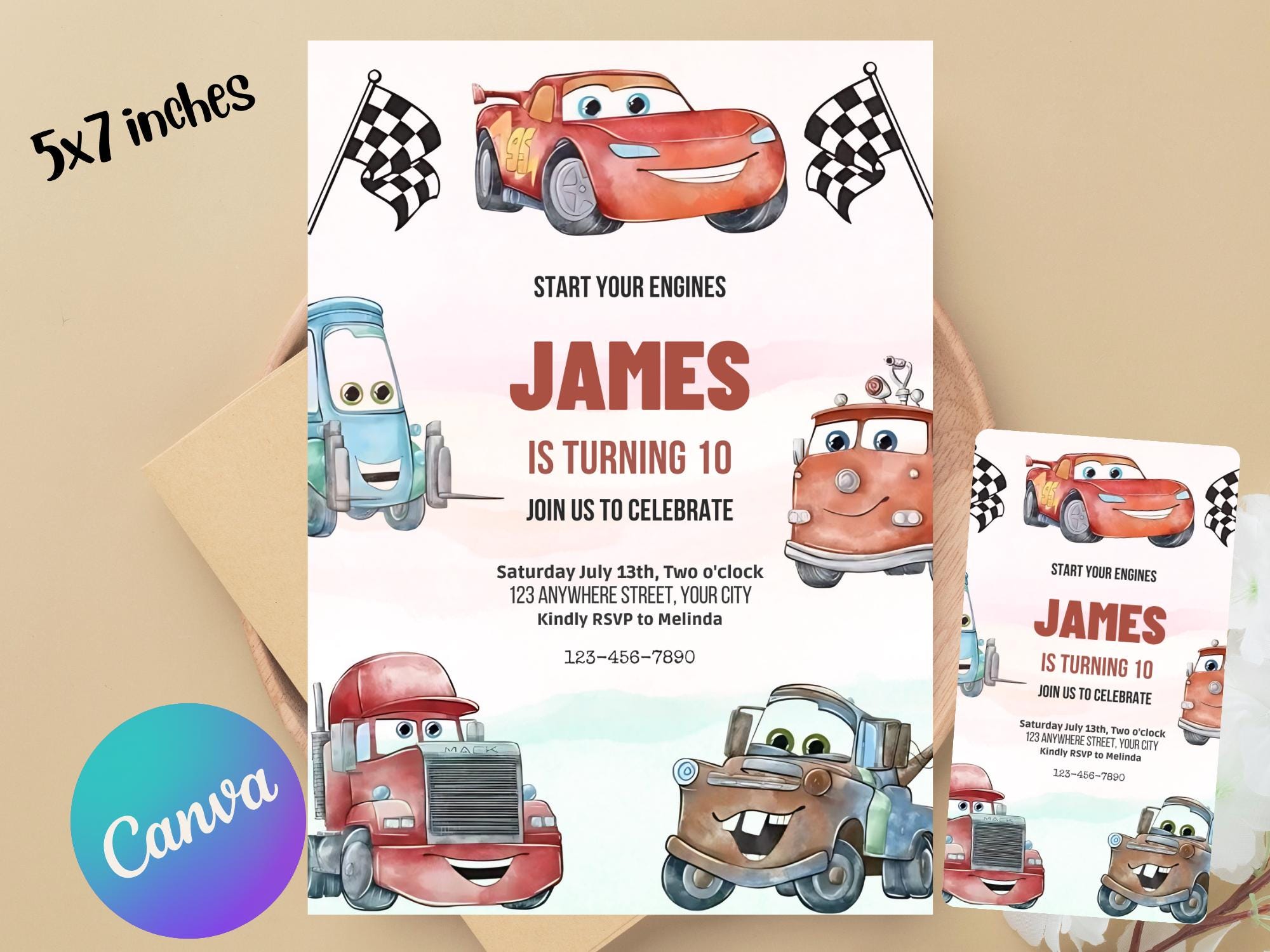 Disney Pixar Cars 2 Invitation Background