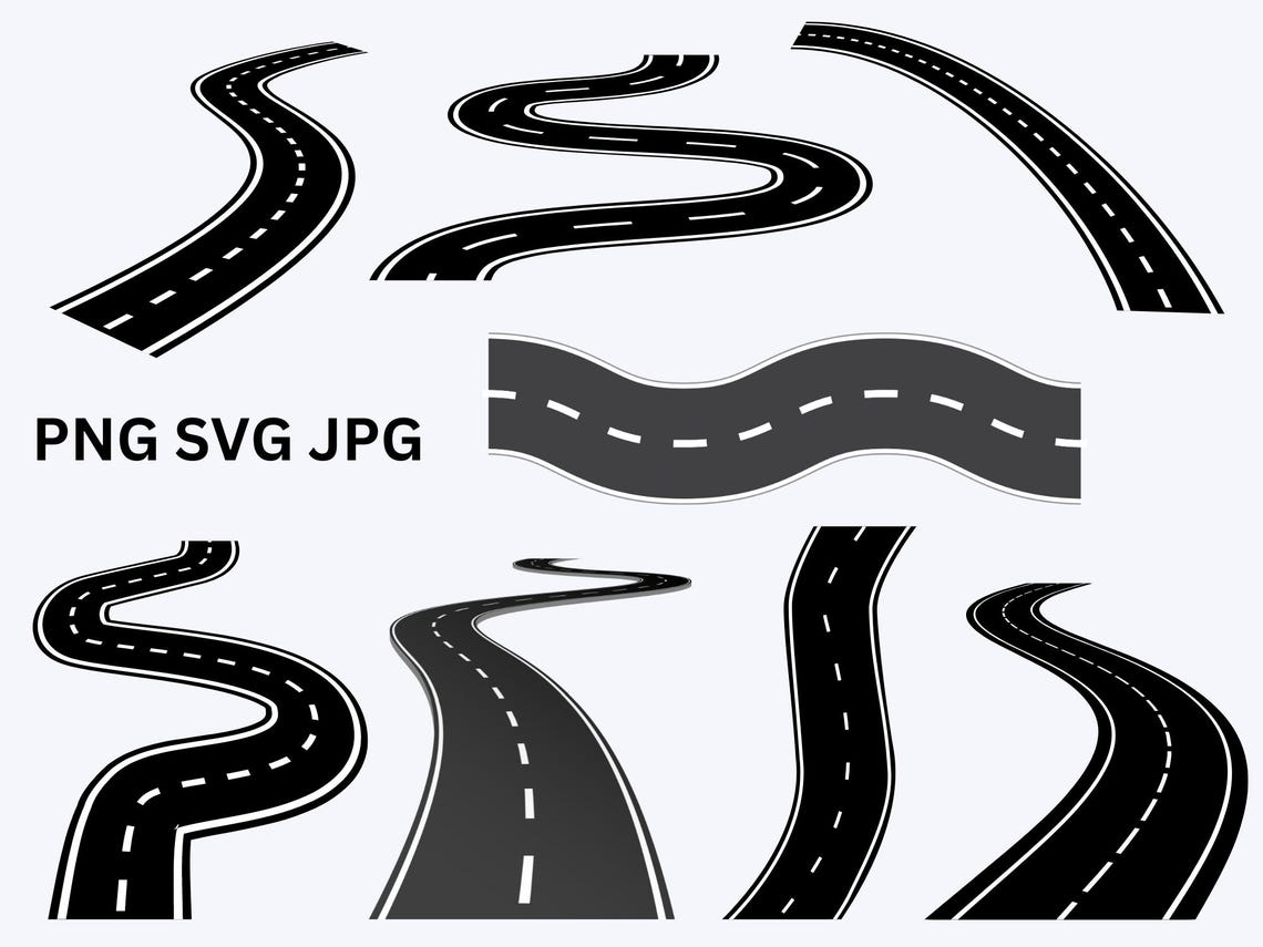 Road Svg Bundle,road Clipart, Road Cut File, Highway Svg, Road Dxf ...