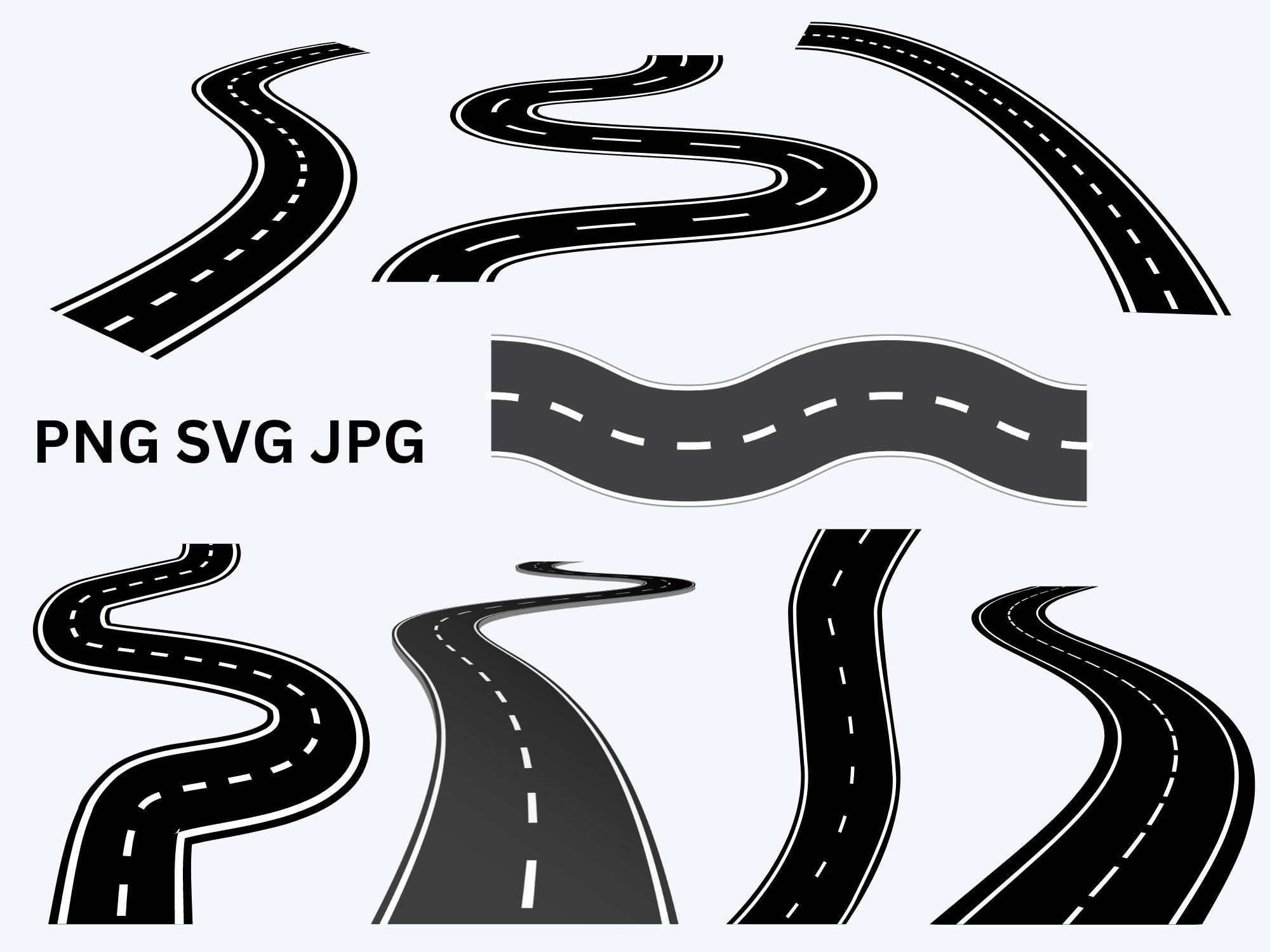 Road Svg Bundle,road Clipart, Road Cut File, Highway Svg, Road Dxf ...