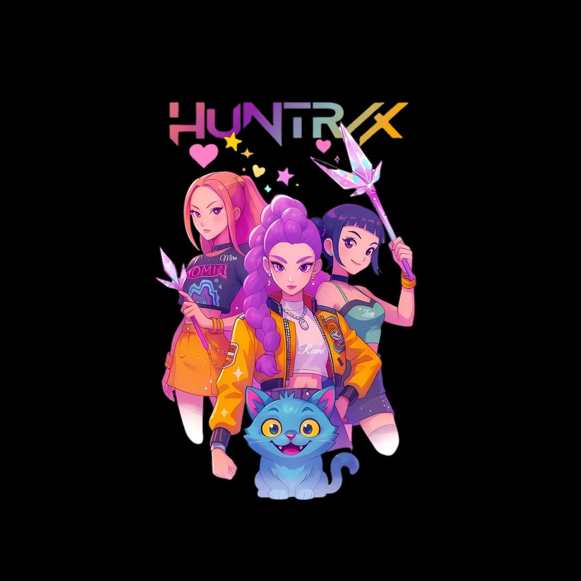 Huntrix Kpop Demon Hunters Png Bundle, Kpop Idol Group Png Design, Girl ...