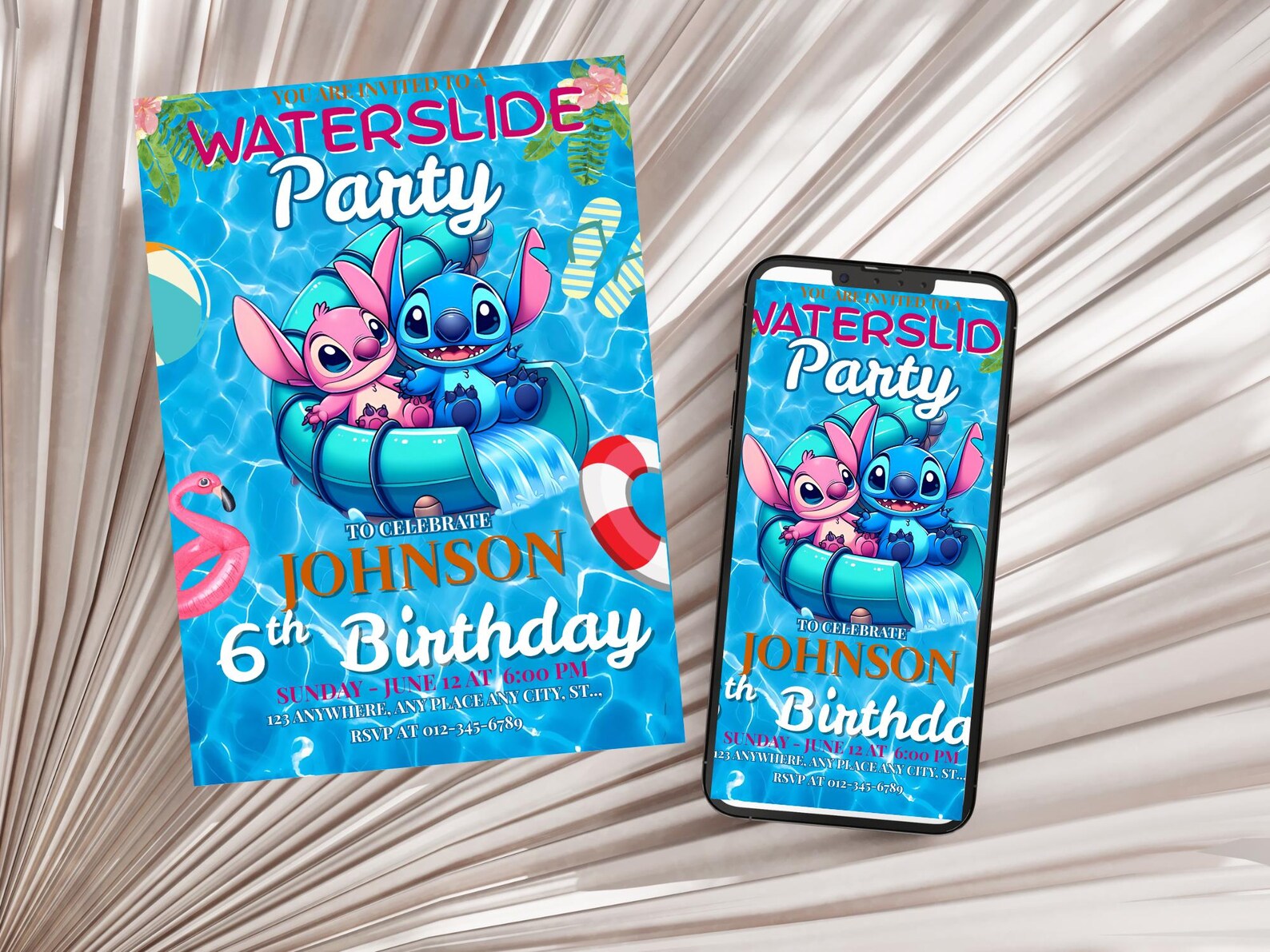 Stitch Lilo Pool Birthday Invitation | Stitch Angel Waterslide Party ...