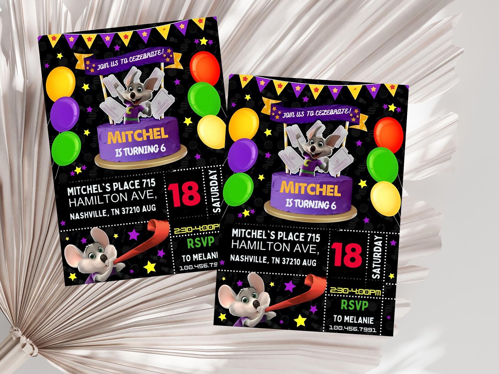 Editable Chuck E Cheese Birthday Invitation Template | Chuck Evite ...