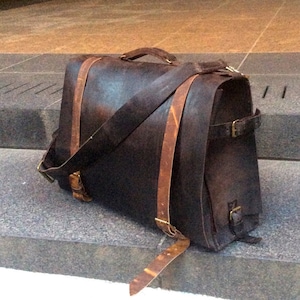 Travel Briefcase / Large Leather Briefcase / Large Capacity Laptop Bag ...
