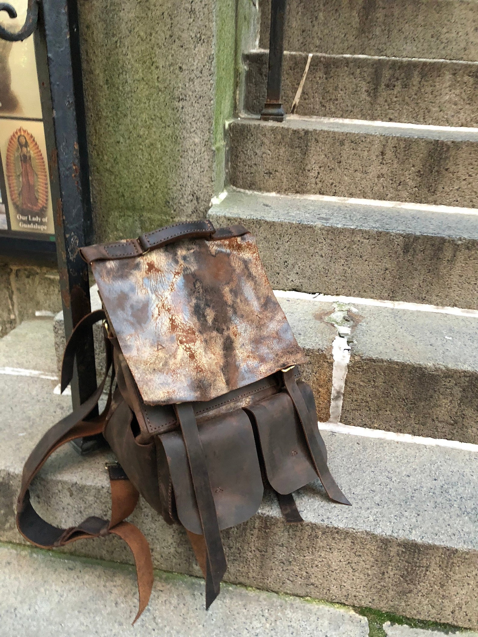 Distressed Leather Backpack / Handmade Leather Laptop Bag / - Etsy