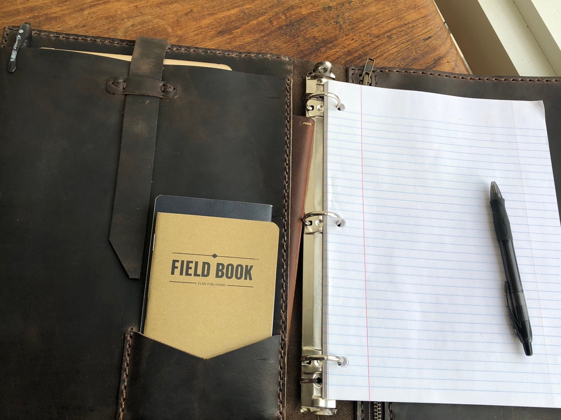 Binder Padfolio Zipper Pocket Pad Folio Leather Binder | Etsy