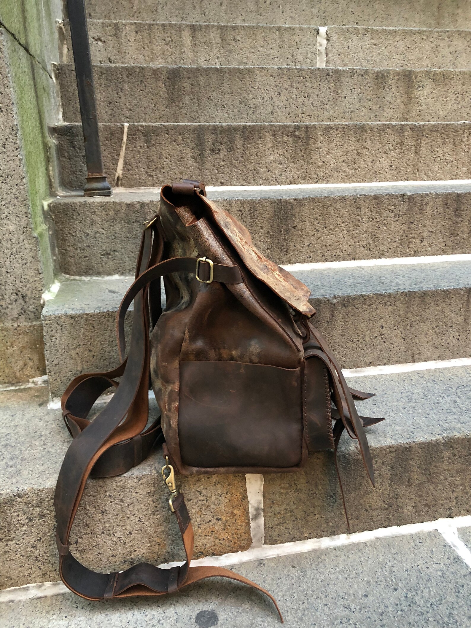 Distressed Leather Backpack / Handmade Leather Laptop Bag / - Etsy