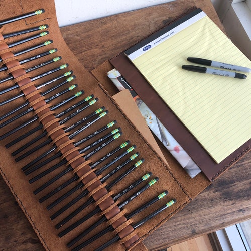 Leather Sketchpad Holder Pen Pencil Case Refillable - Etsy