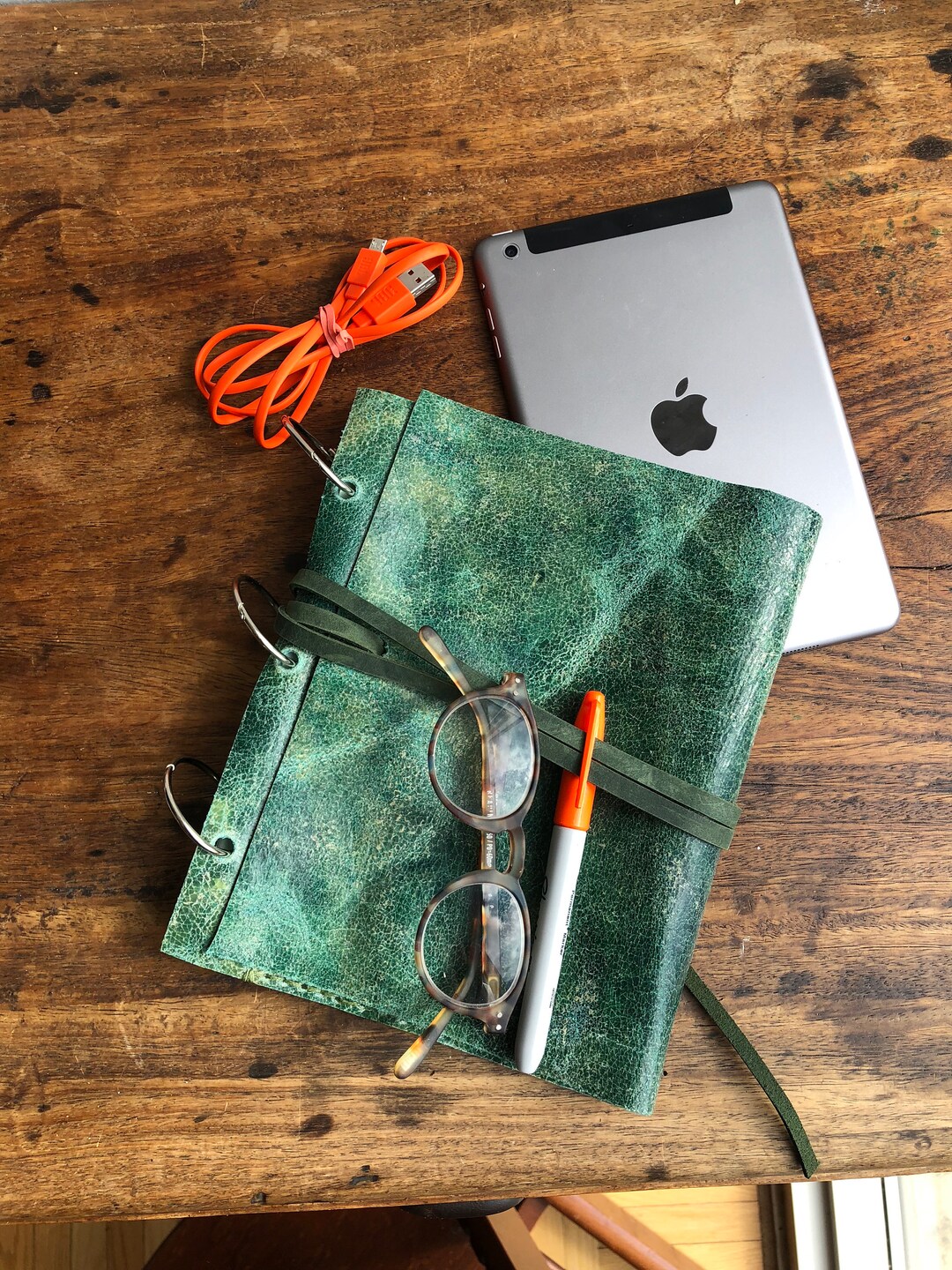 O Ring Notebook / A5 Pocket O Ring Diary / Loose Leaf Leather Binder ...