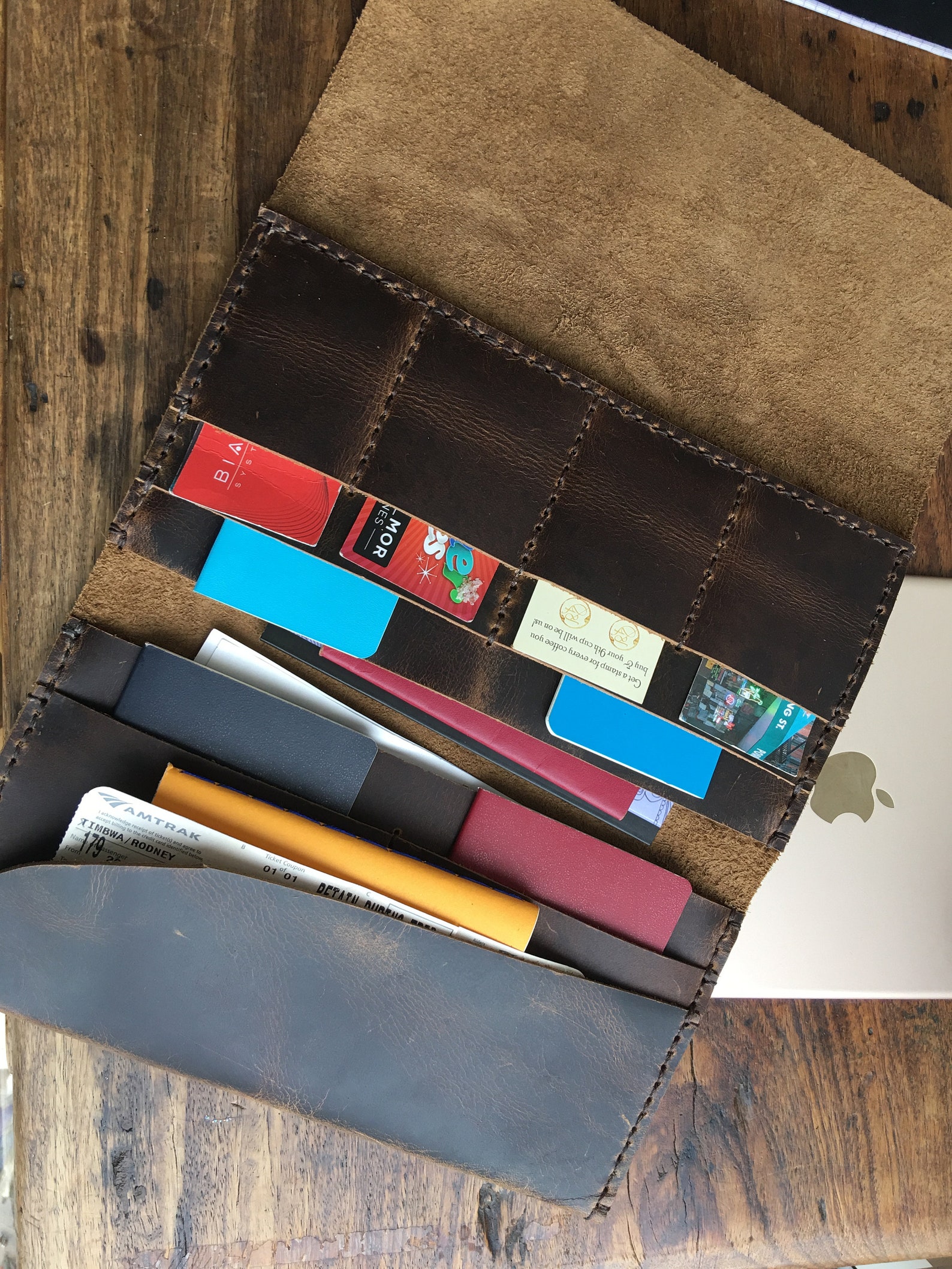 Leather Document Wallet Handmade Leather Large Trifold Travel - Etsy