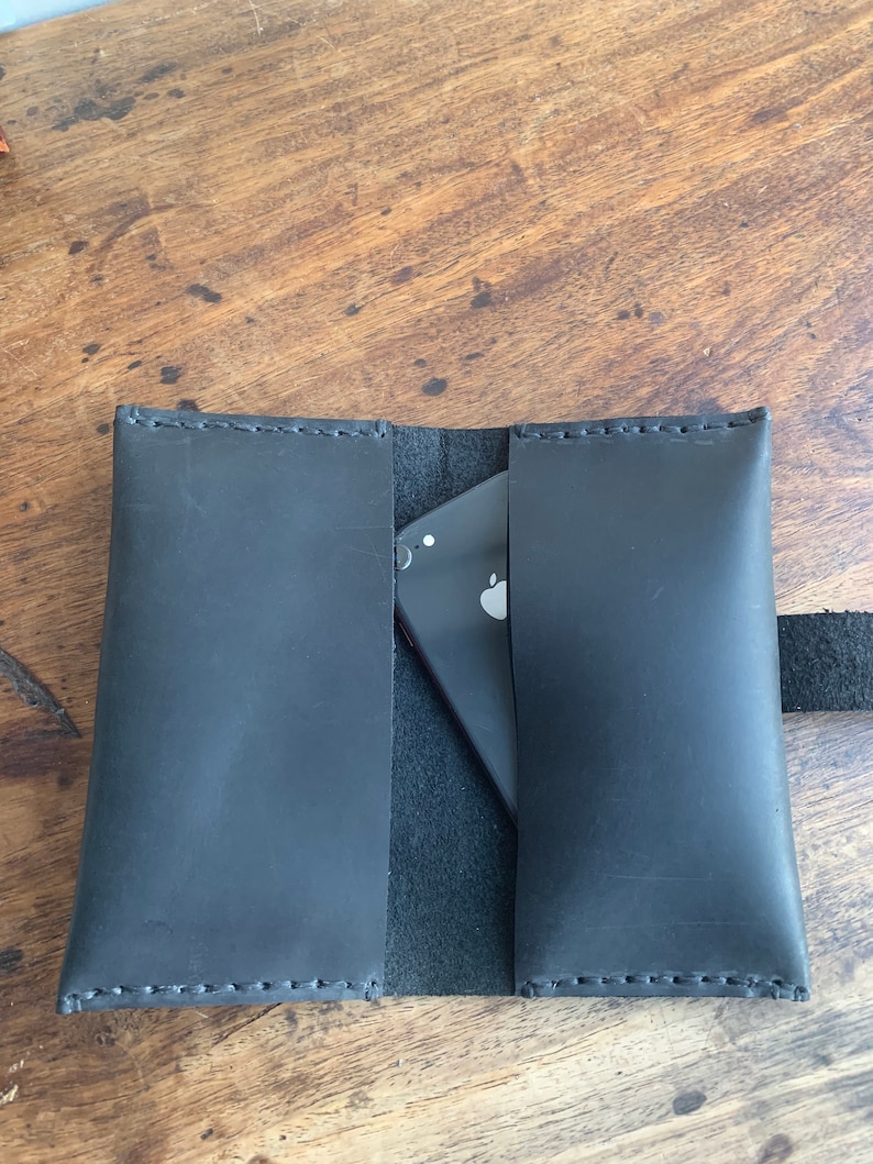 Double 17 iPhone Case / Black Leather Phone Case / Double iPhone Cover ...