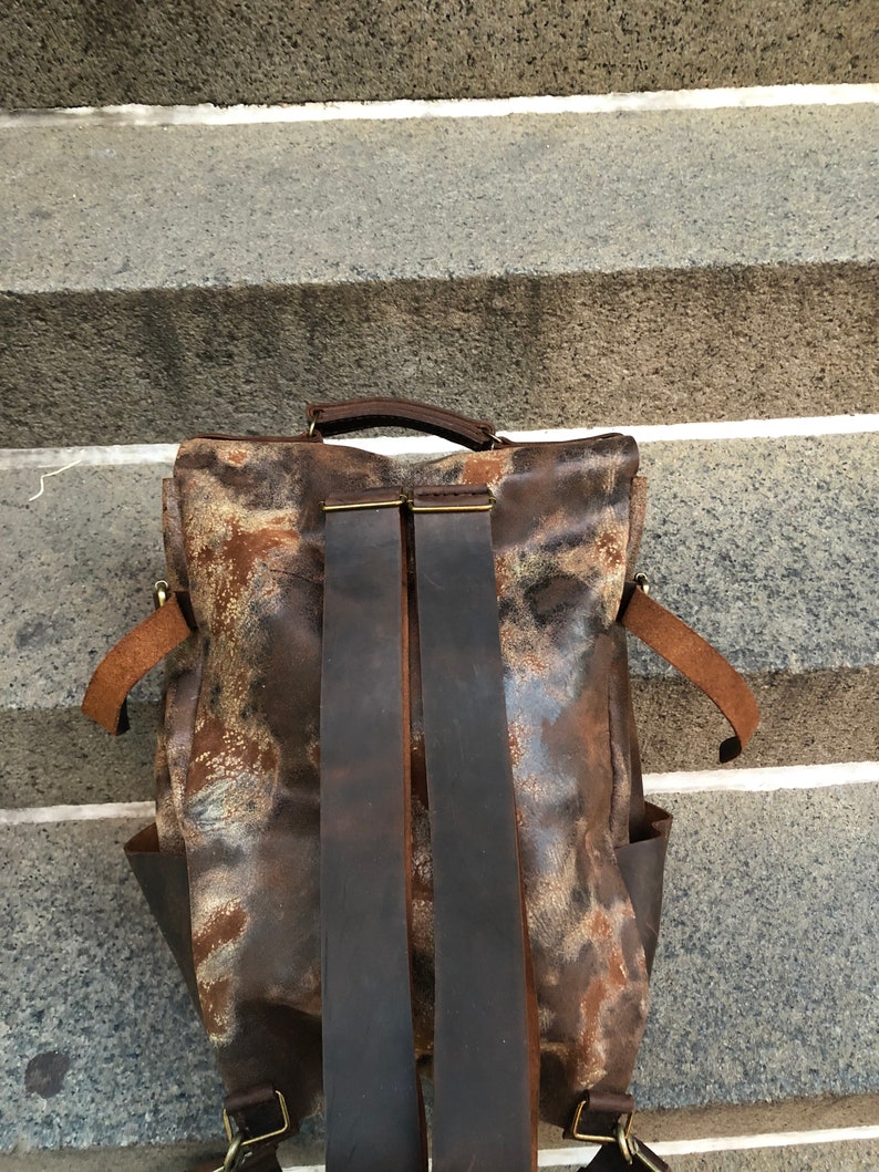 Distressed Leather Backpack / Handmade Leather Laptop Bag / - Etsy