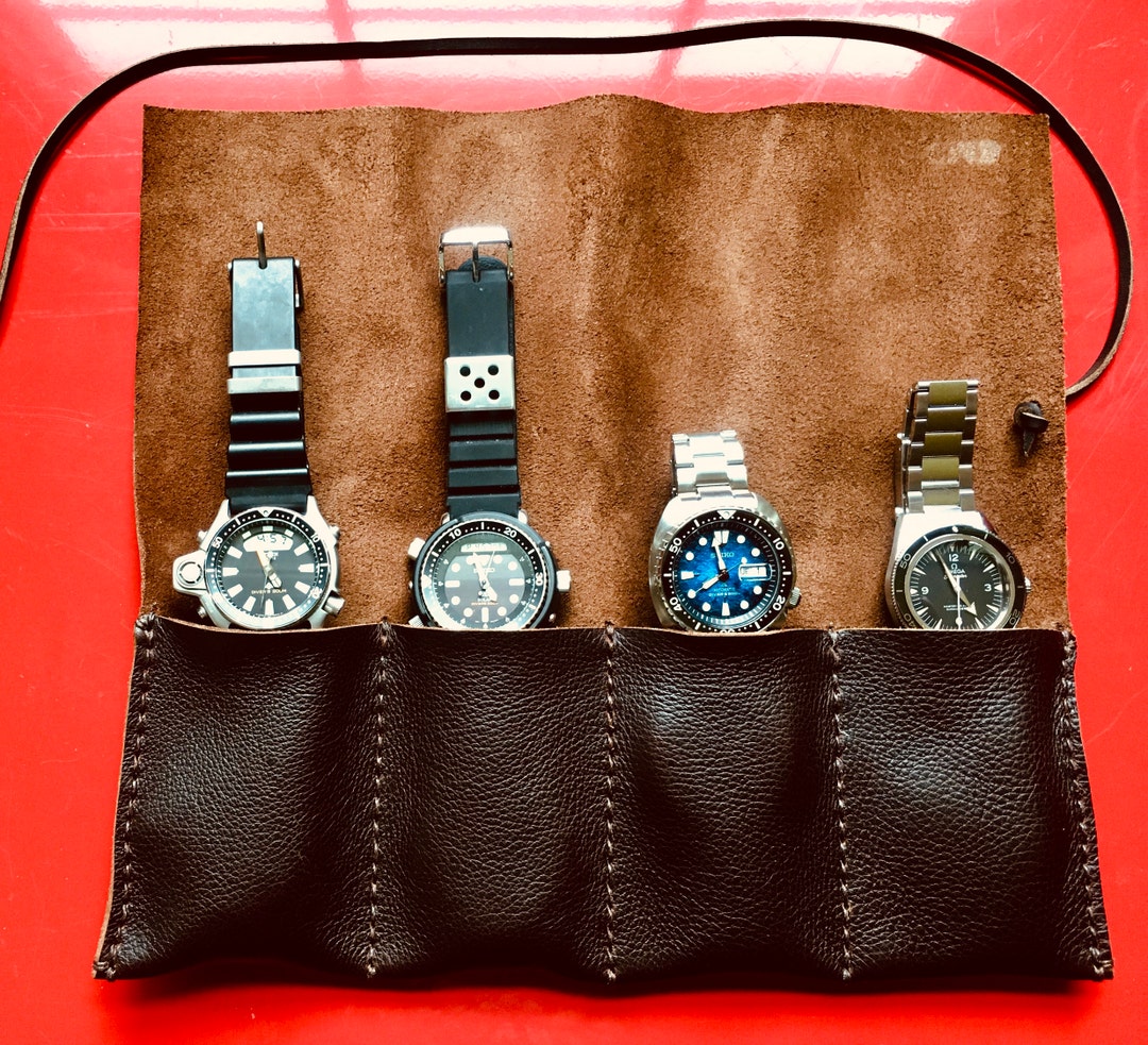 Leather Watch Roll Travel Case, Unique Gifts for Travelers, Leather ...