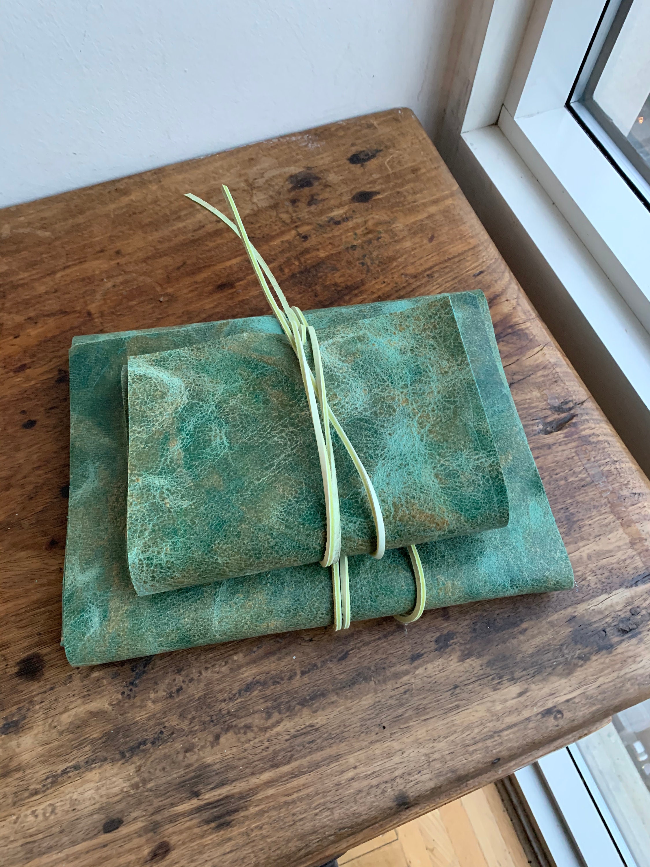 Distressed Green Journal / Handmade Leather Journal / Green Leather ...