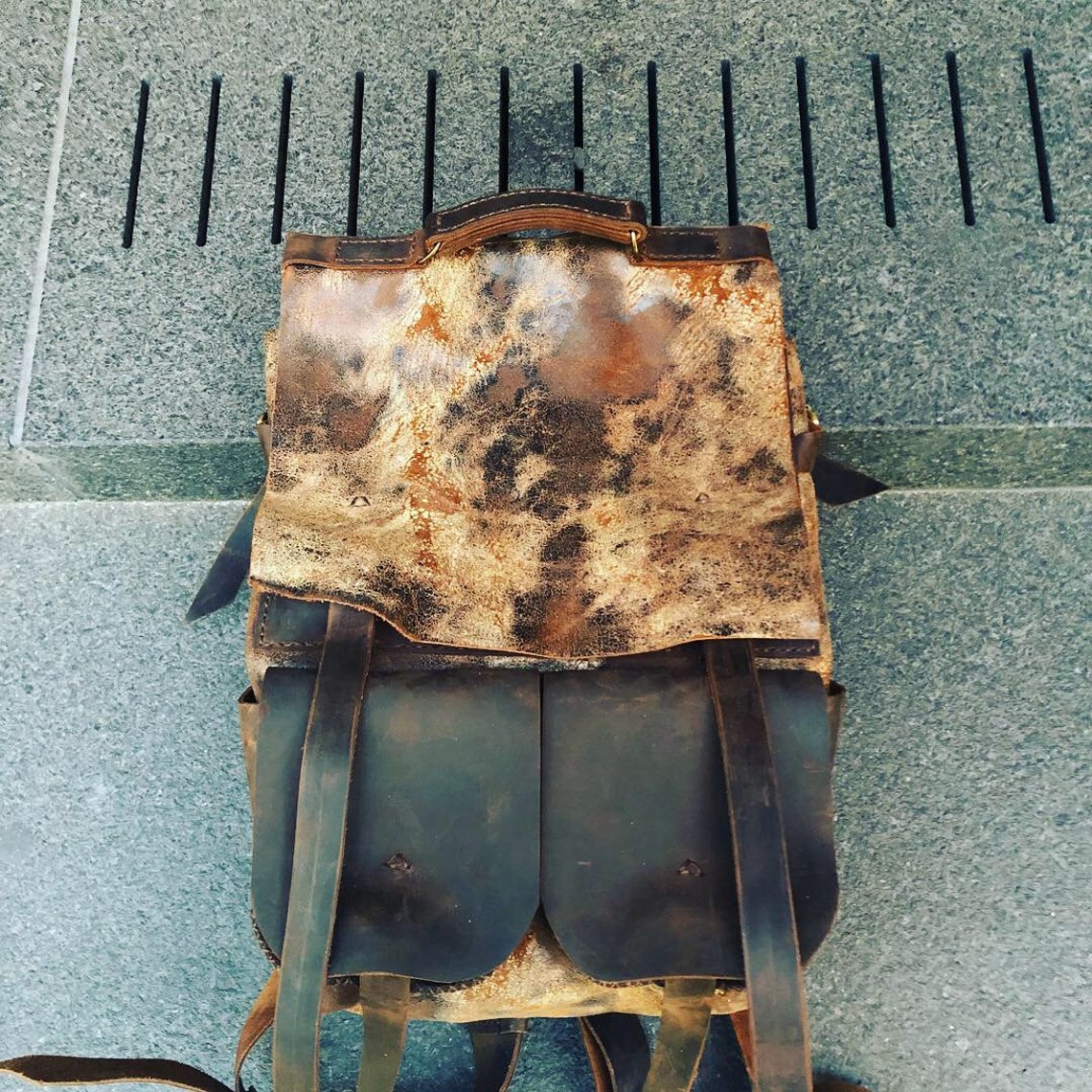 Distressed Leather Backpack / Handmade Leather Laptop Bag / | Etsy
