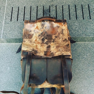 Distressed Leather Backpack / Handmade Leather Laptop Bag / Rugged ...