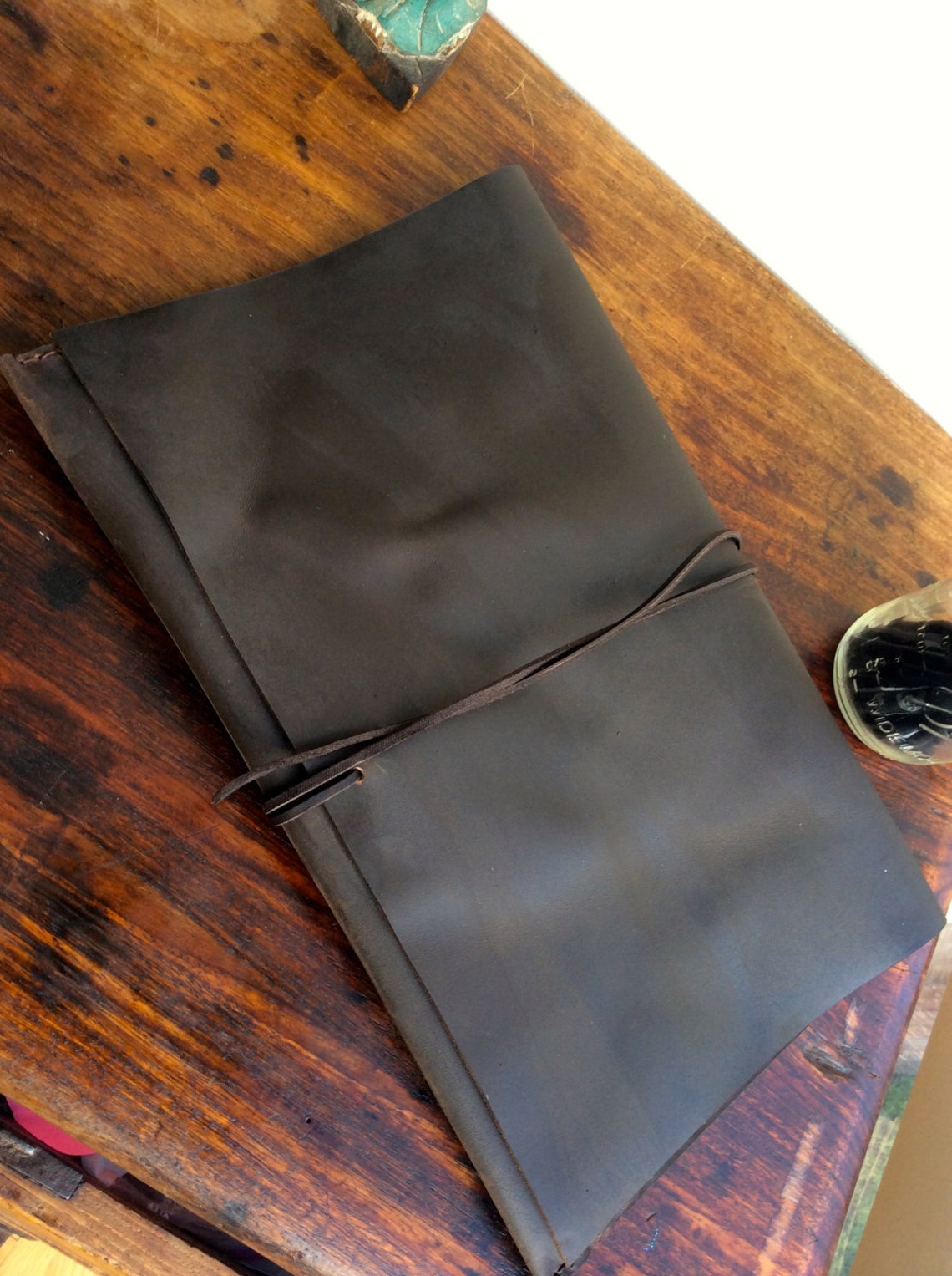 Handmade iPad case Minimalist clutch Dark brown document | Etsy