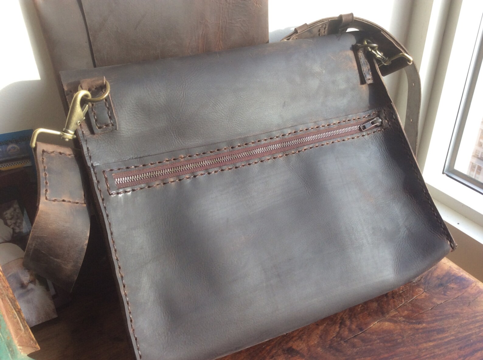 Leather Laptop Briefcase Laptop Computer Case Zipper Pocket - Etsy