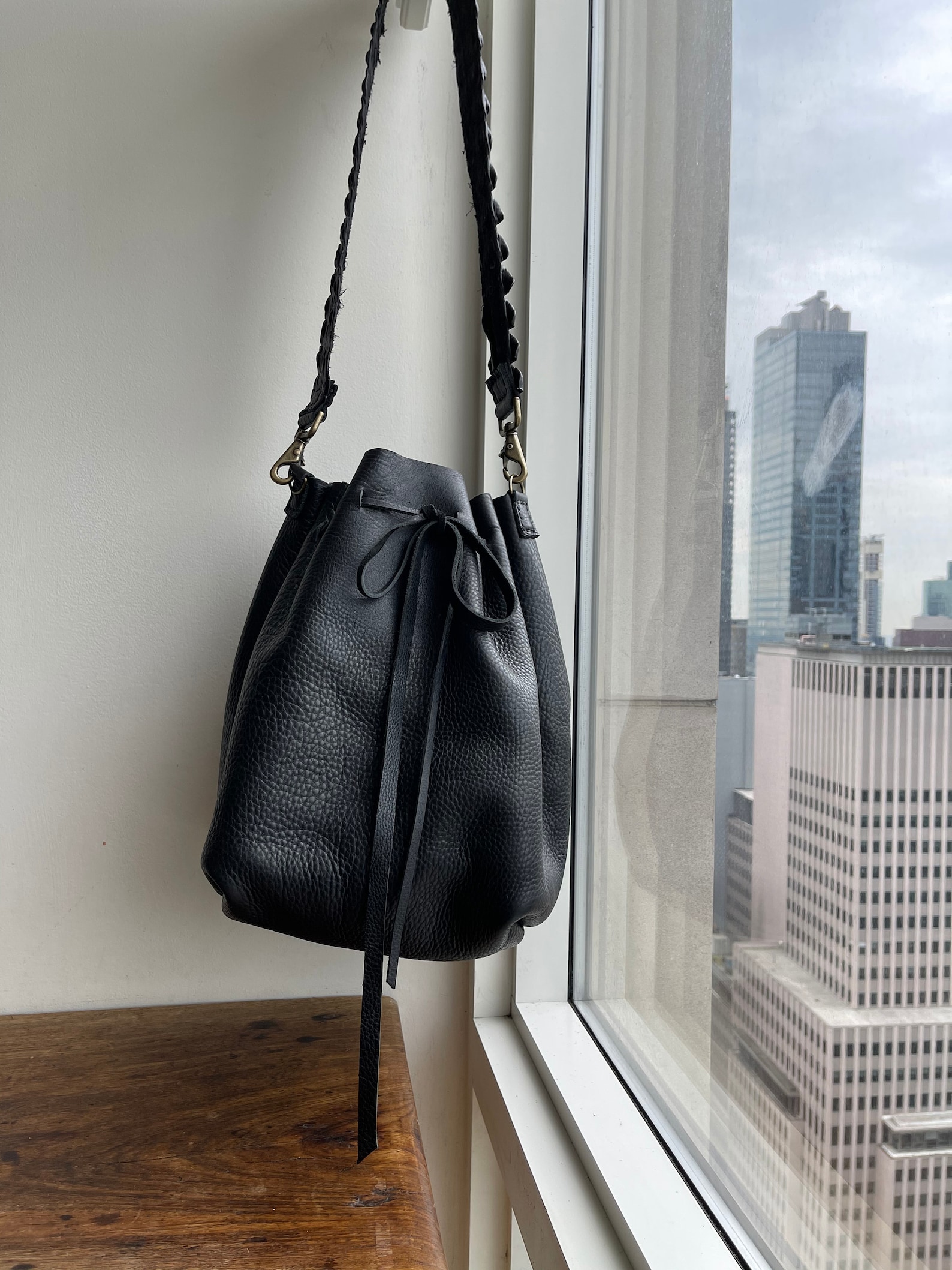 Leather Bucket Bag / Black Leather Crossbody Bag / Soft | Etsy