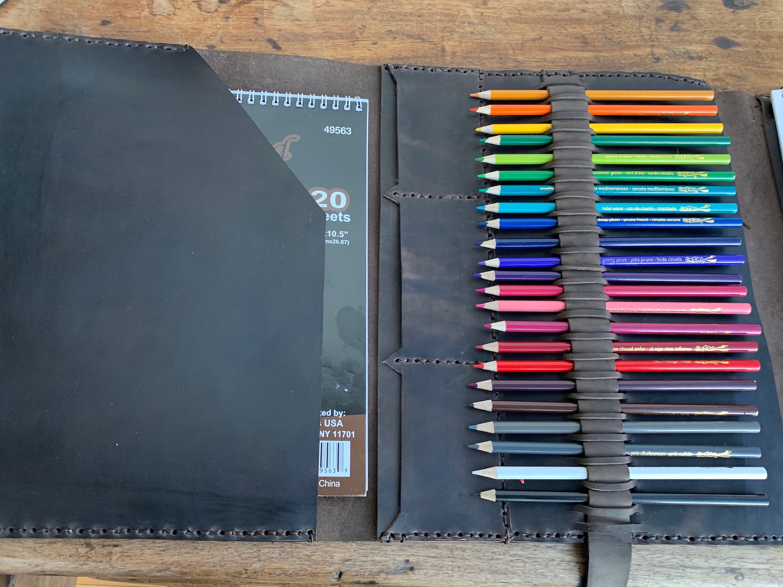 Sketchpad Holder / Leather Sketchbook Case With Pen/pencil Holders ...