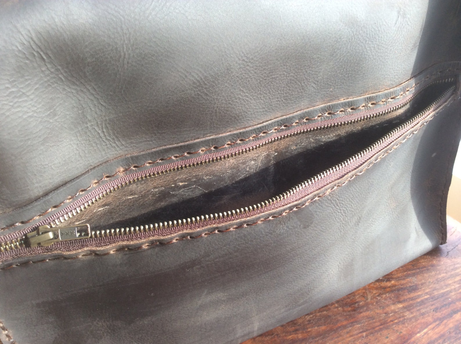 Leather Laptop Briefcase Laptop Computer Case Zipper Pocket - Etsy